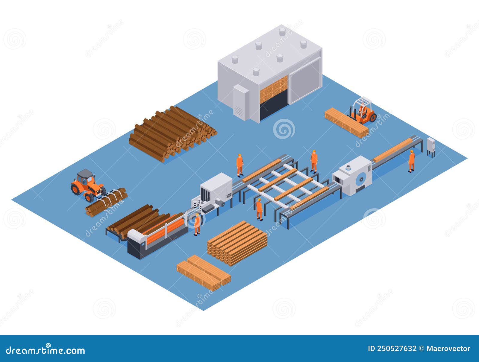 Isometric Sawmill Concept stock vector. Illustration of industry ...