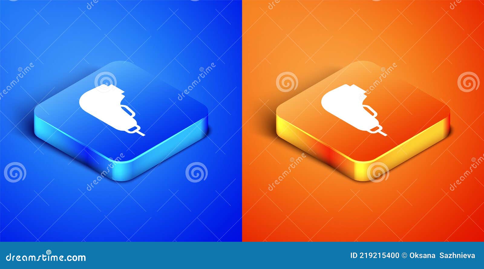 Isometric Scanner Scanning Bar Code Icon Isolated on Blue and Orange ...