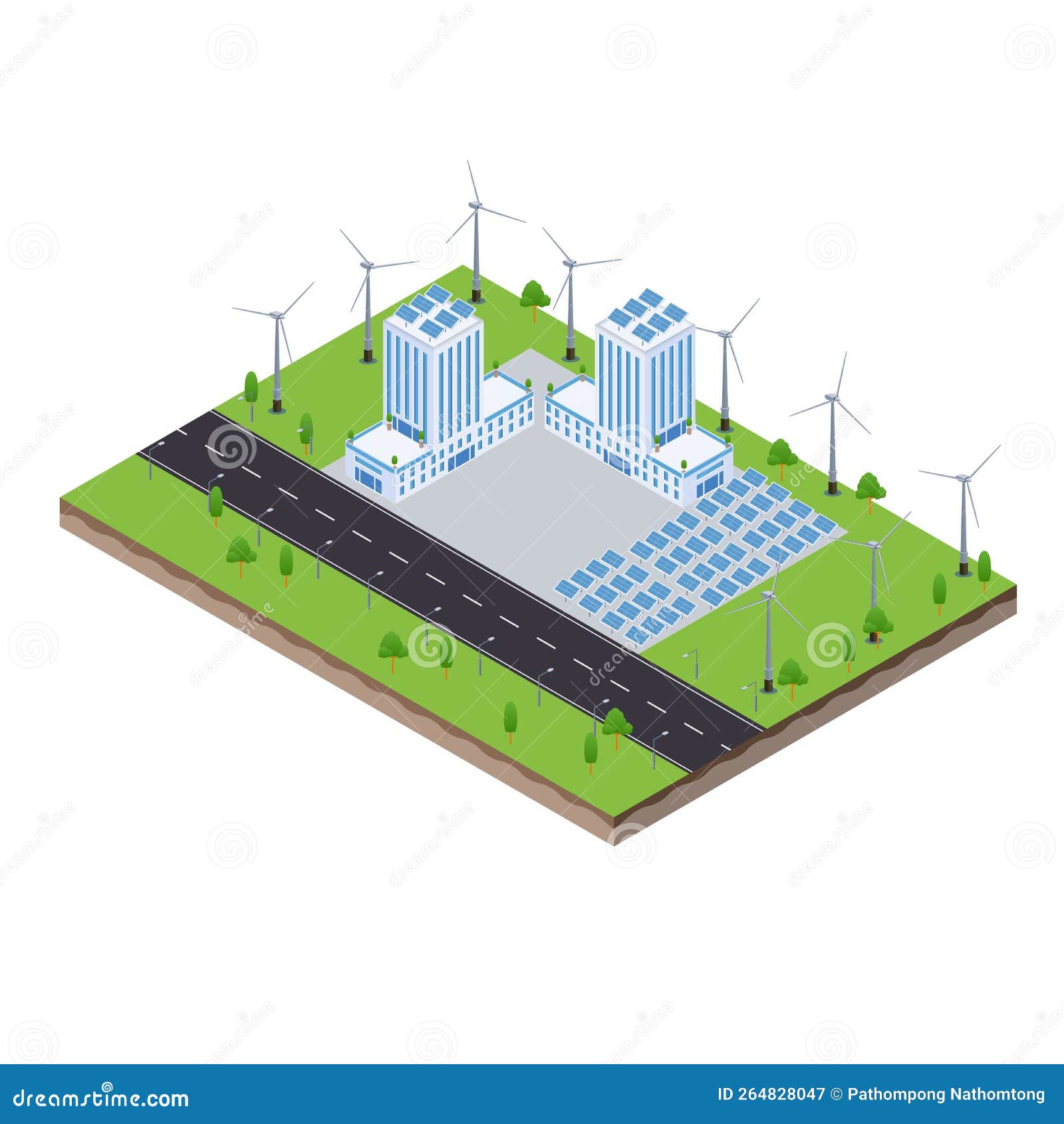 Isometric Scene Solar Farm Panels with Green Manufacturing Industry ... Isometric Scene Solar Farm Panels with Green Manufacturing Industry ...