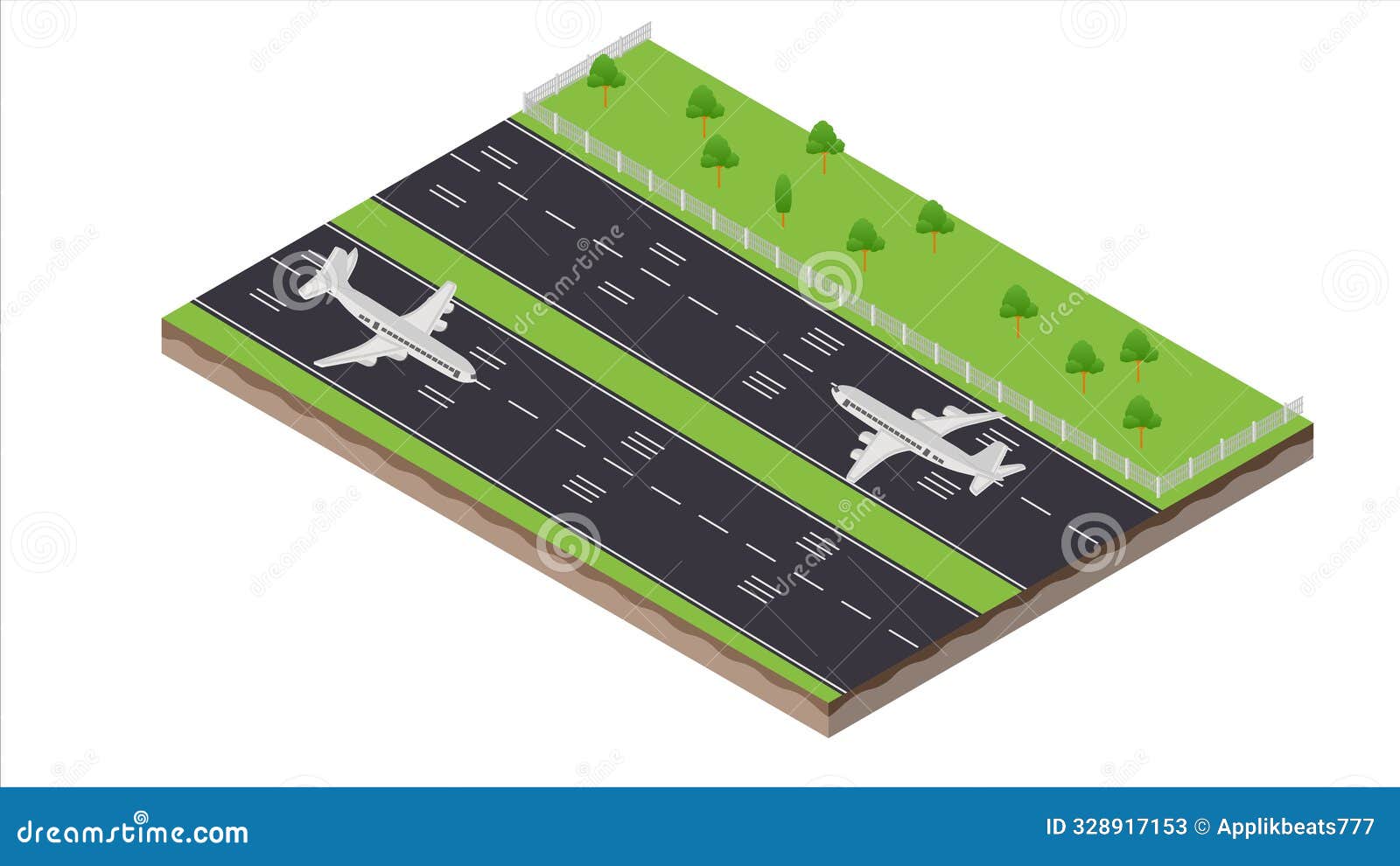 Isometric Scene of Transport Airplane in Runway and Coast Sea Stock ...