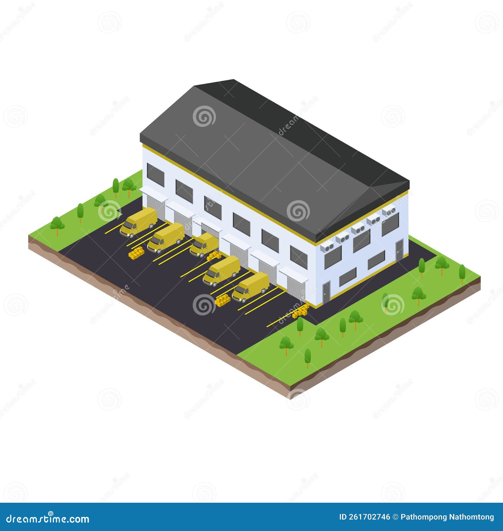 Unloading Process At Designated Area. Back View Of A Heavy Goods ...