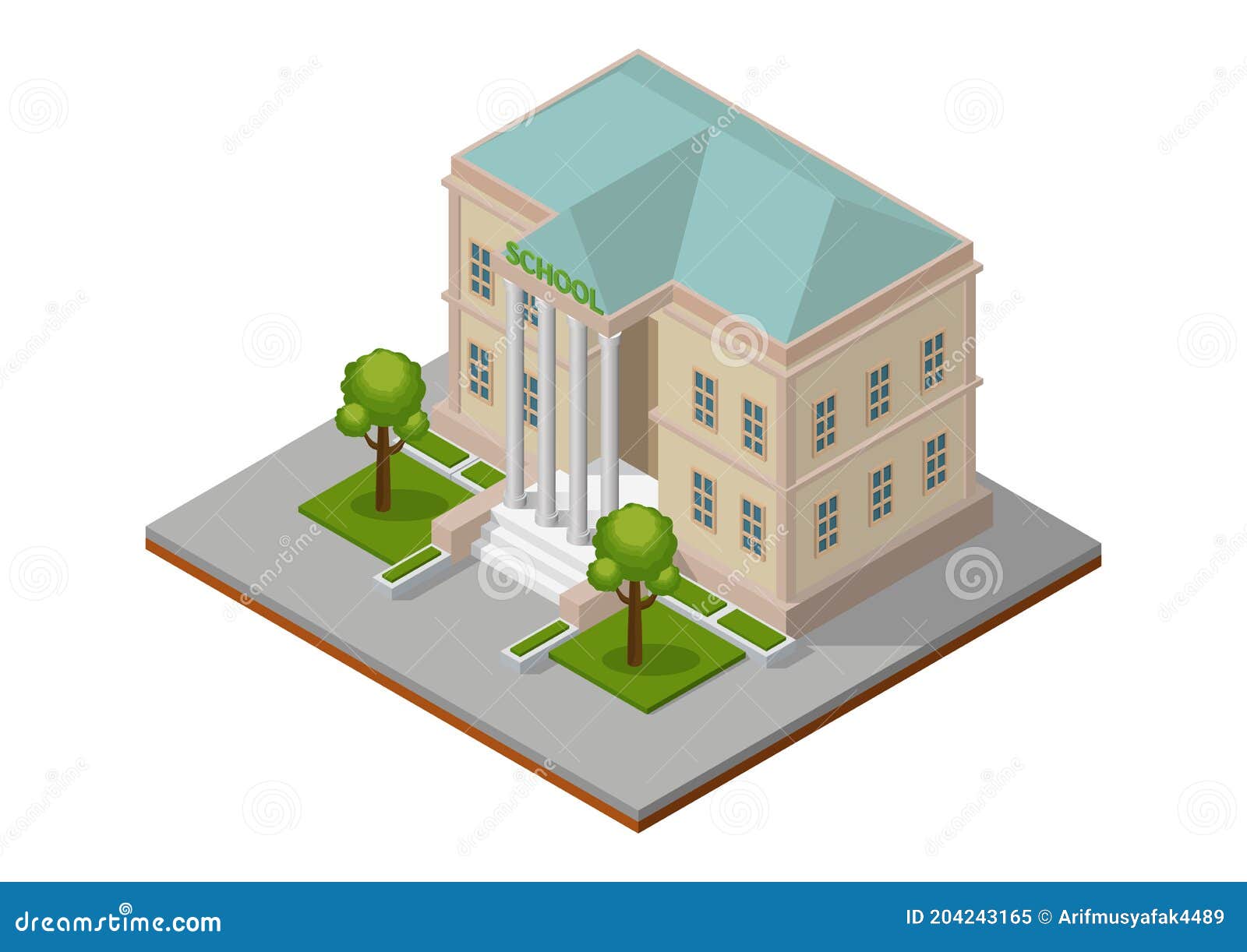 Isometric school building stock vector. Illustration of educational ...