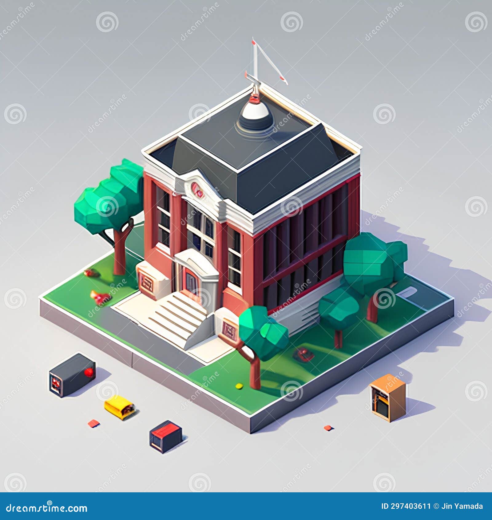 Isometric School Building. 3d Illustration of Isometric School Building ...