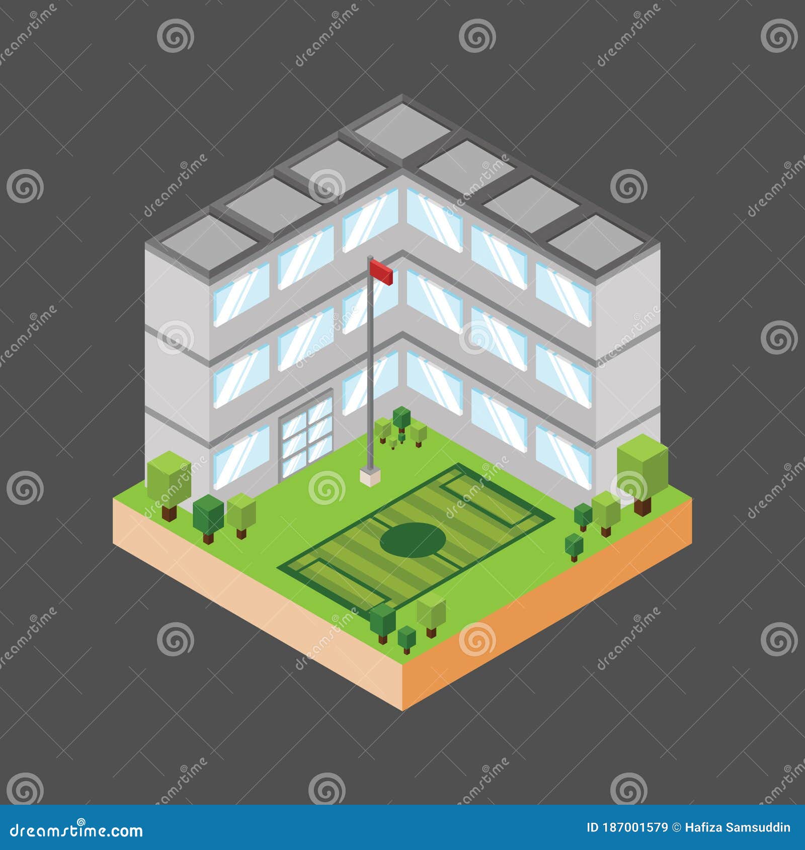 Isometric of School Building. Vector Illustration Decorative Design ...