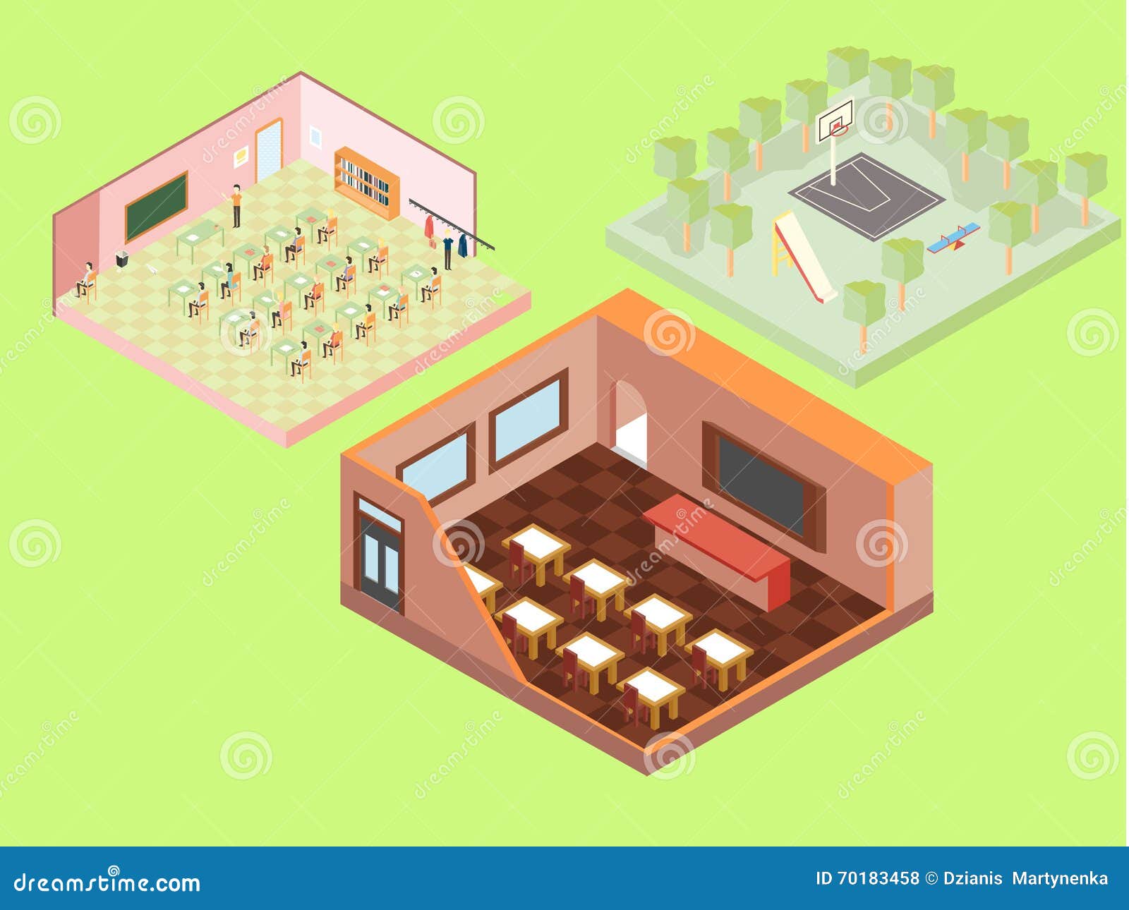 Isometric school buildings stock vector. Illustration of floorplan ...