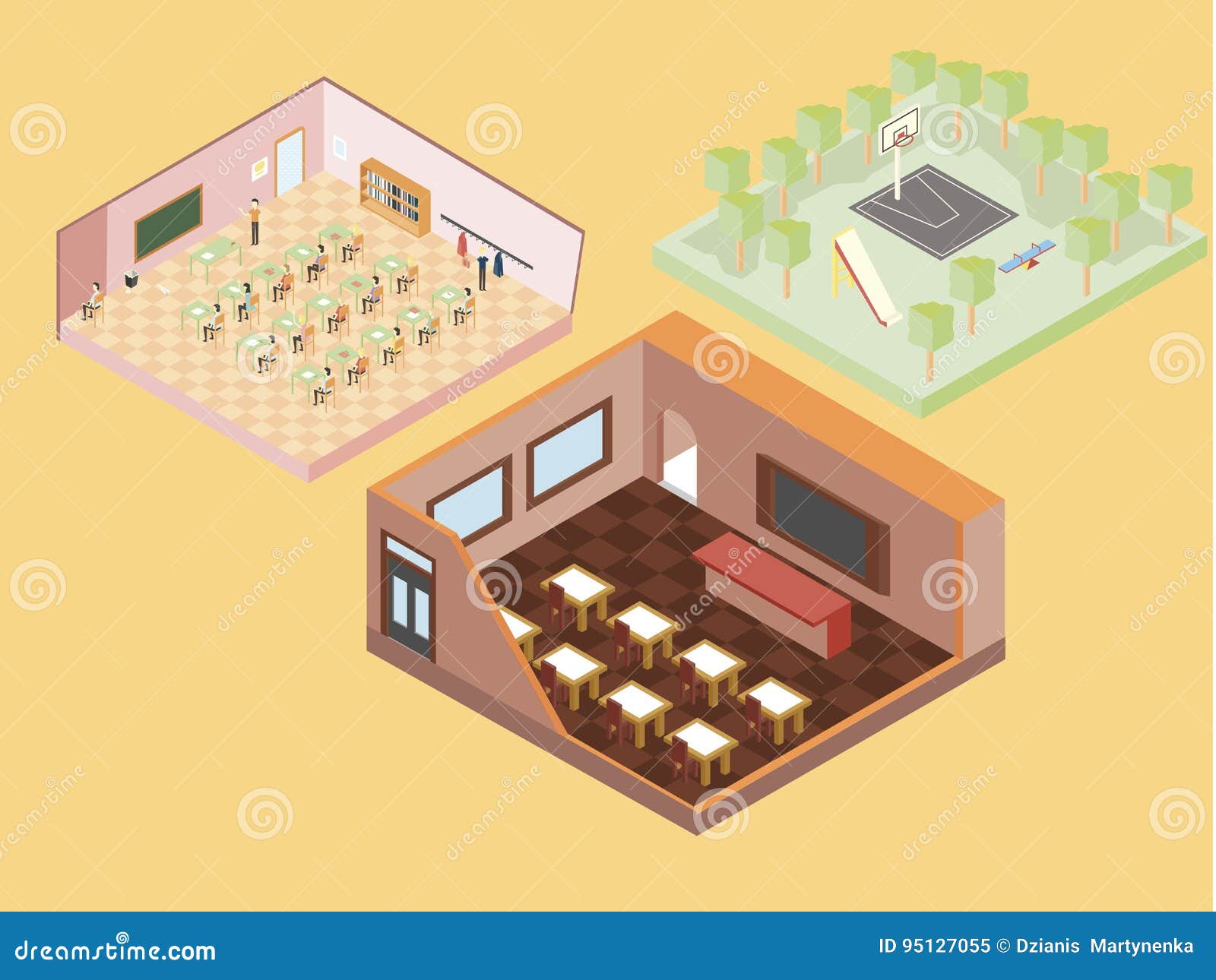 Isometric school buildings stock vector. Illustration of information ...