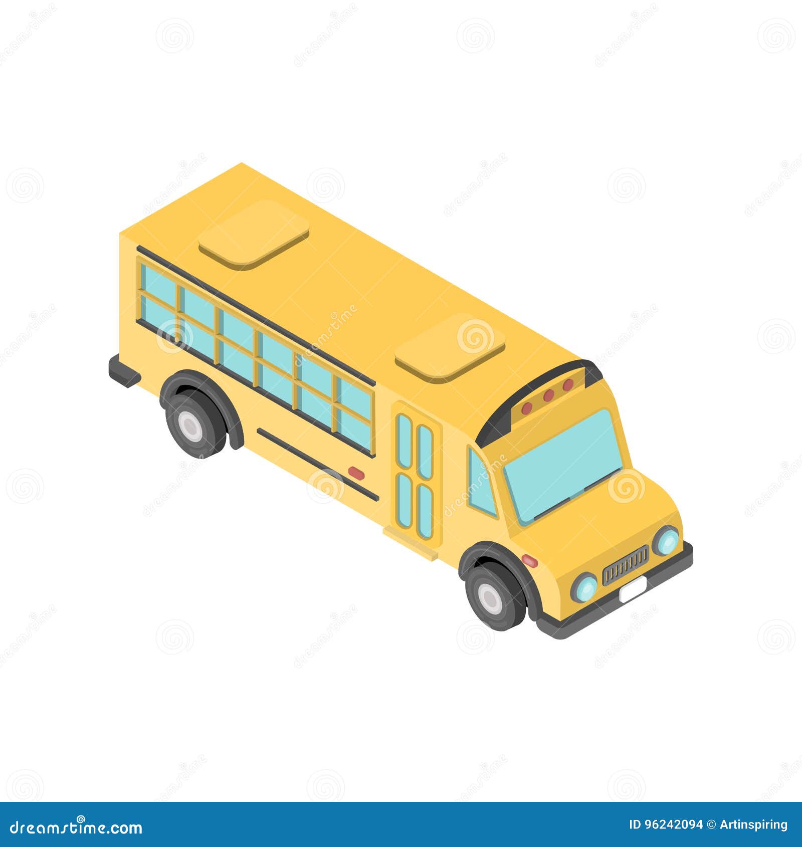 Isometric school bus. stock vector. Illustration of back - 96242094