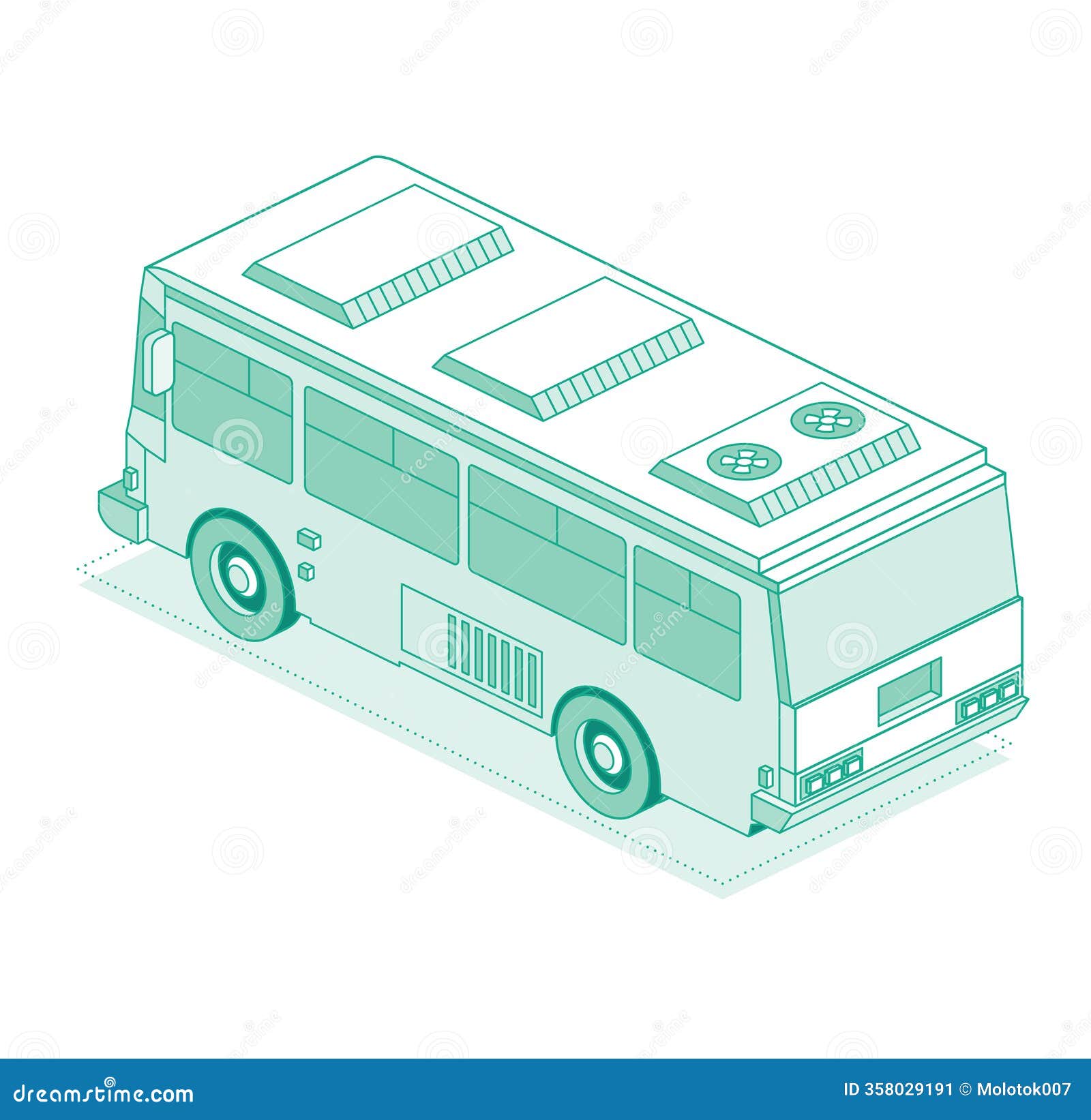 Isometric School Bus. Rear Back View. Outline Object Isolated on White ...
