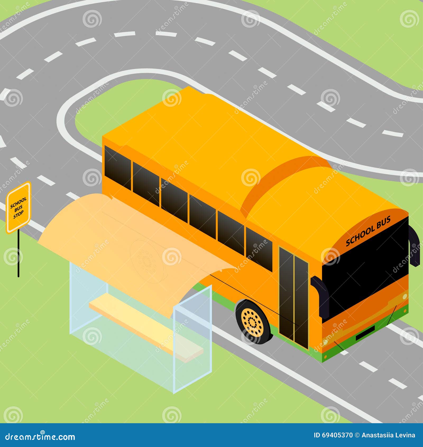 Isometric school bus stock vector. Illustration of charabanc - 69405370