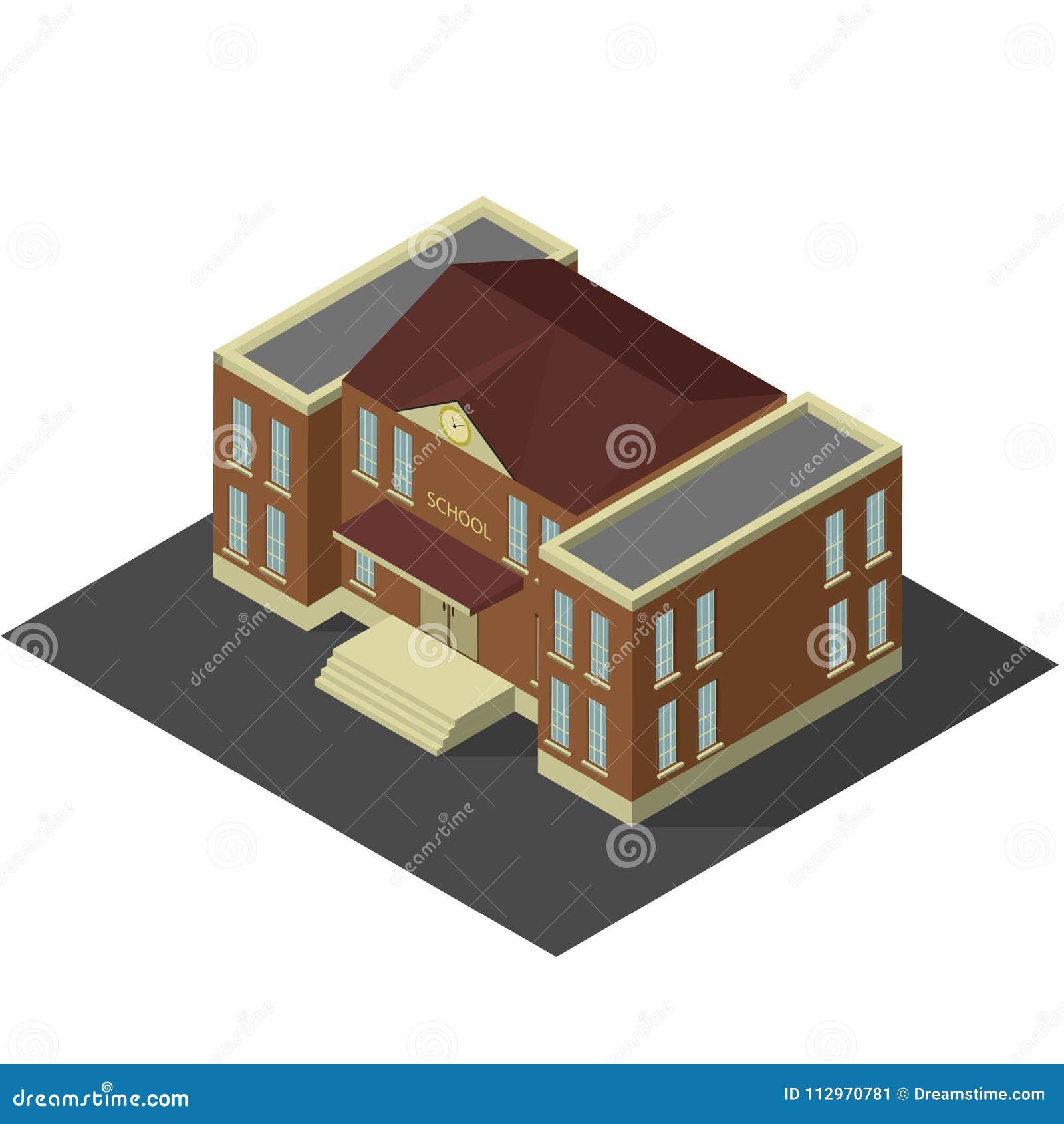 Isometric School or University Building Stock Vector - Illustration of ...