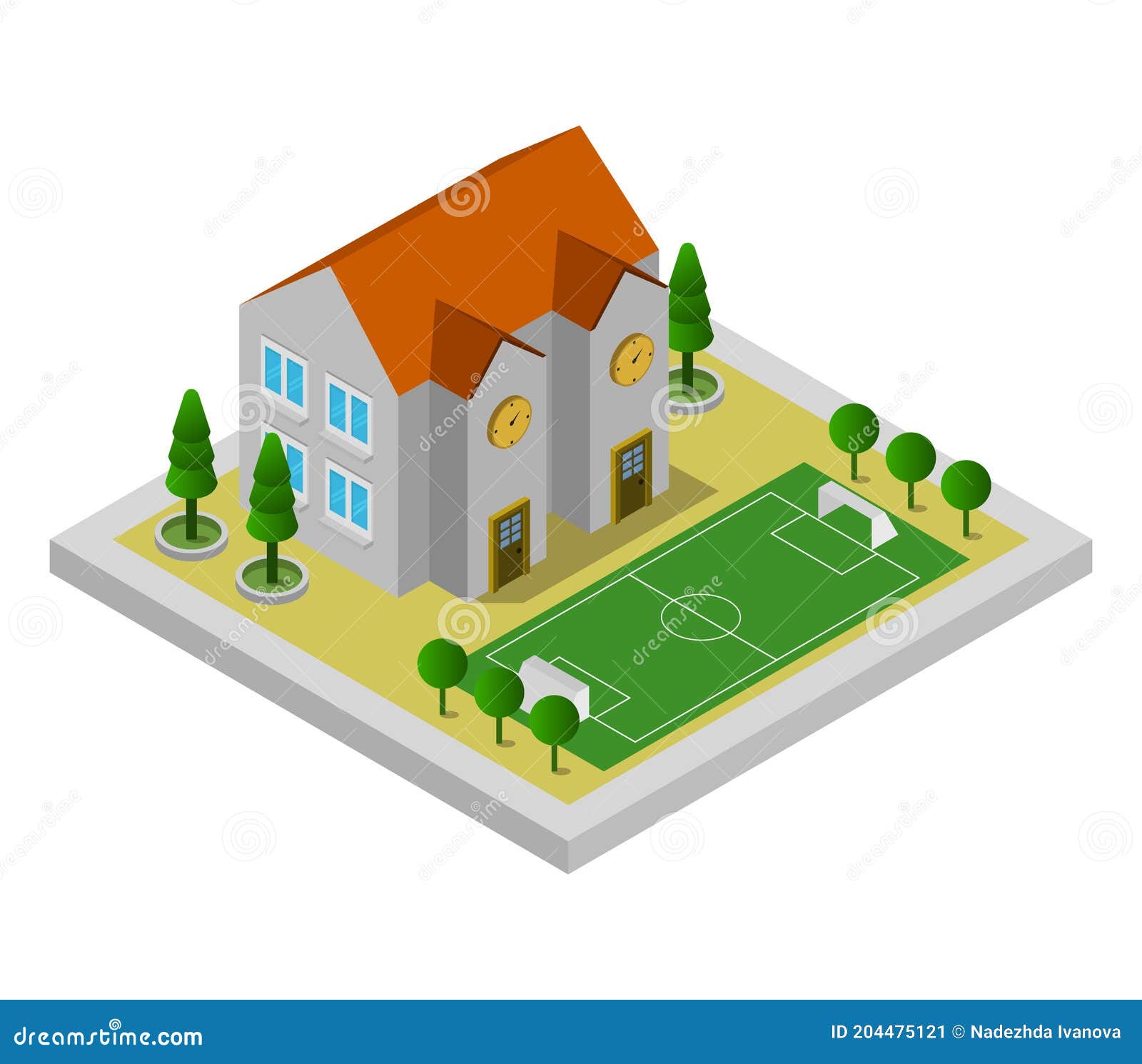 Isometric School Vector Graphic Illustration. Stock Illustration ...