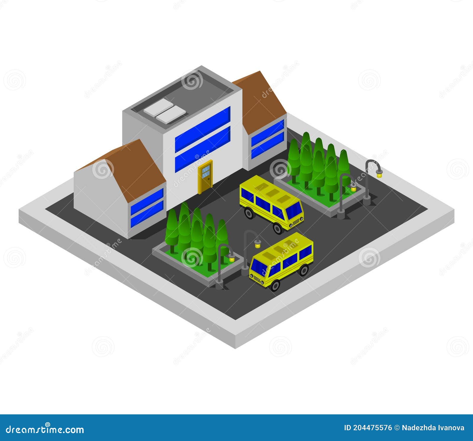 Isometric School on a White Background Vector Graphic Illustration ...