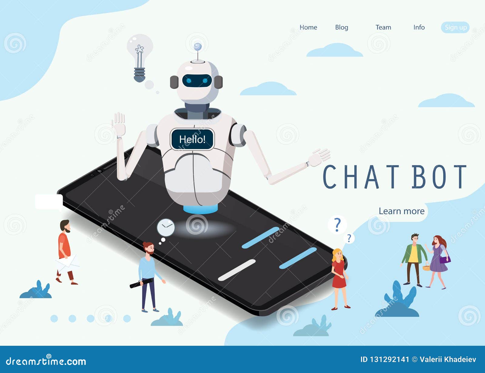 Isometric Science Chat Bot, Smartphone Concept. Artificial Intelligence ...