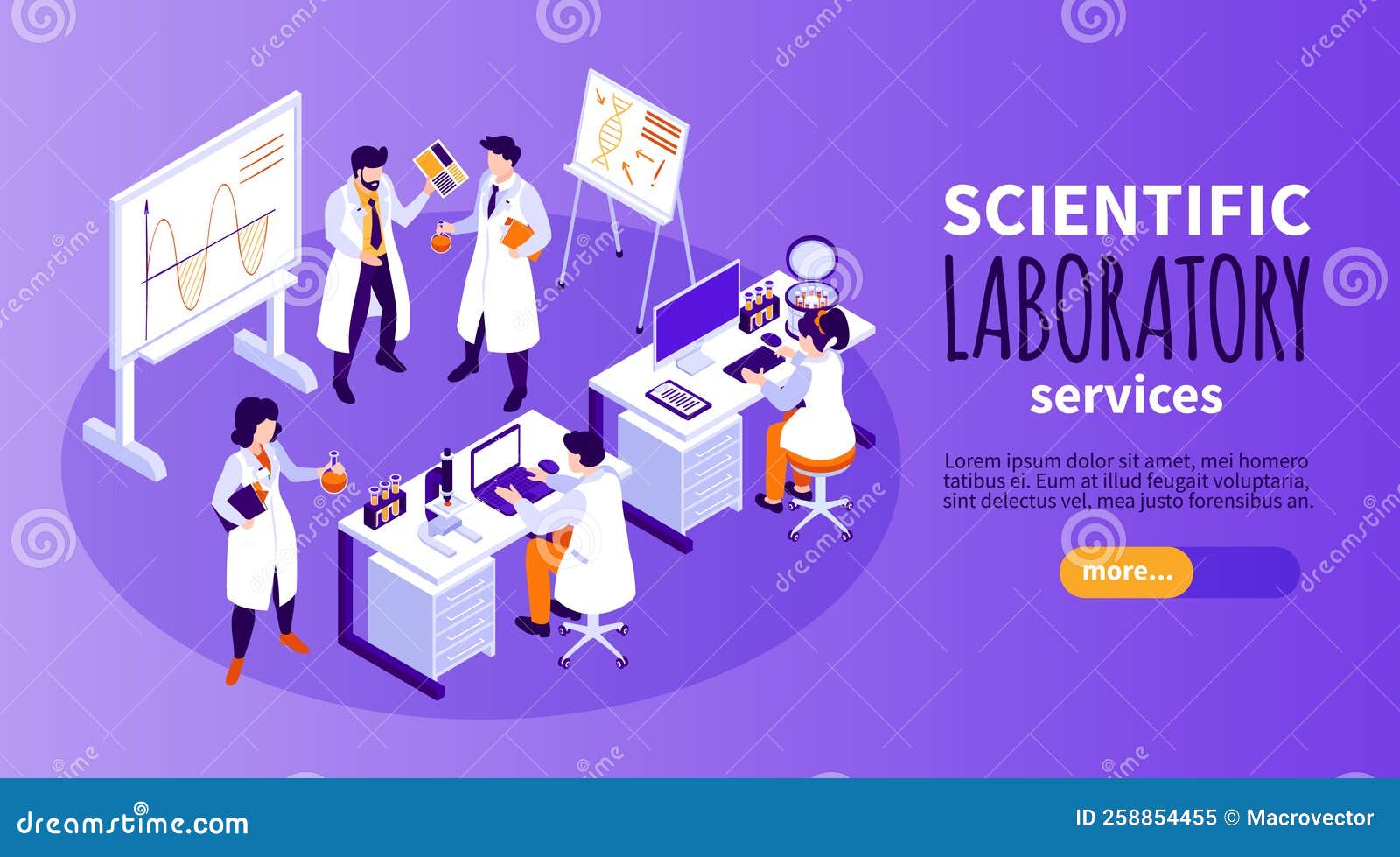 Isometric Scientific Laboratory Experiment Experience Scientists Work ...