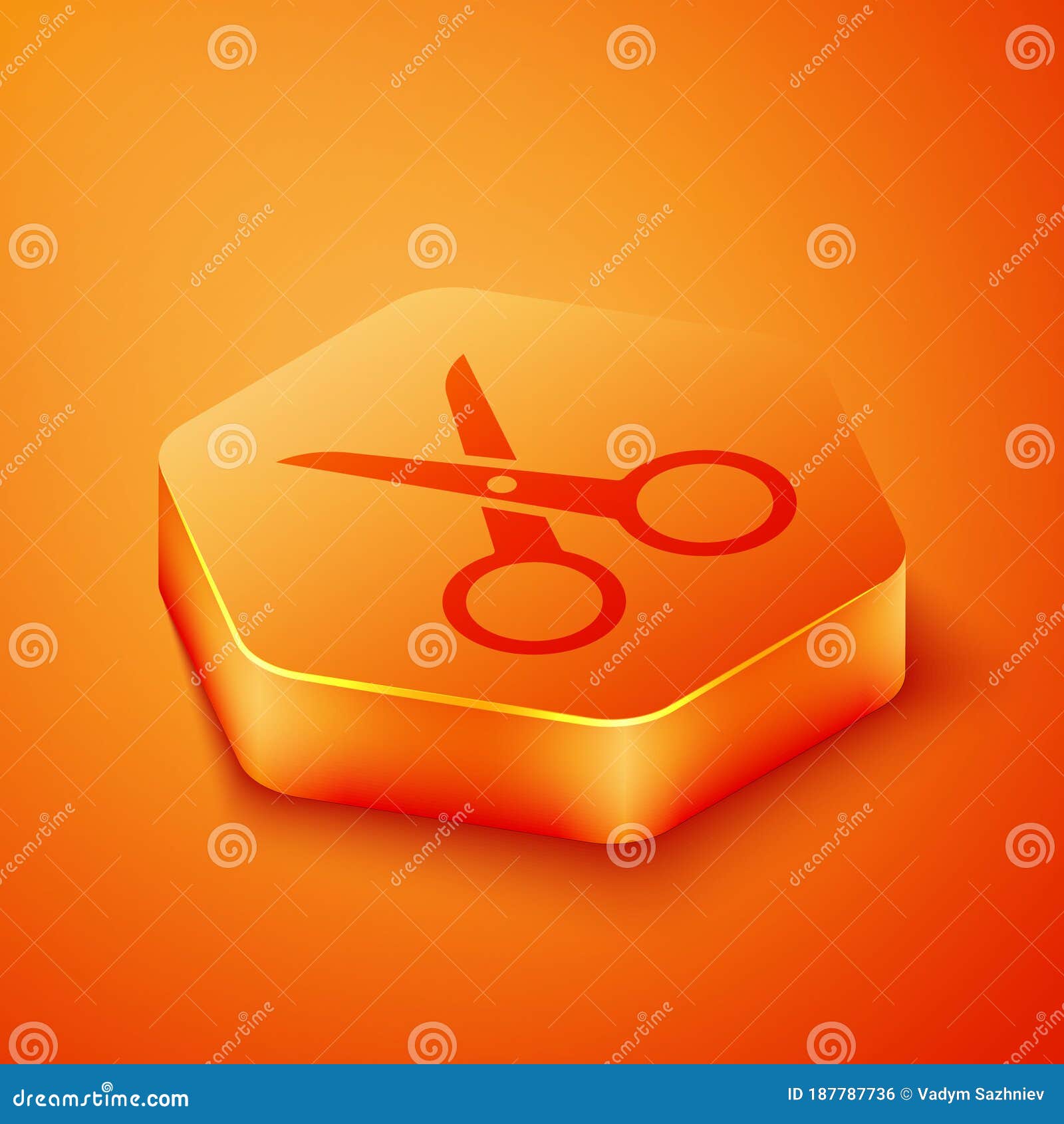 Isometric Scissors Icon Isolated on Orange Background. Cutting Tool ...