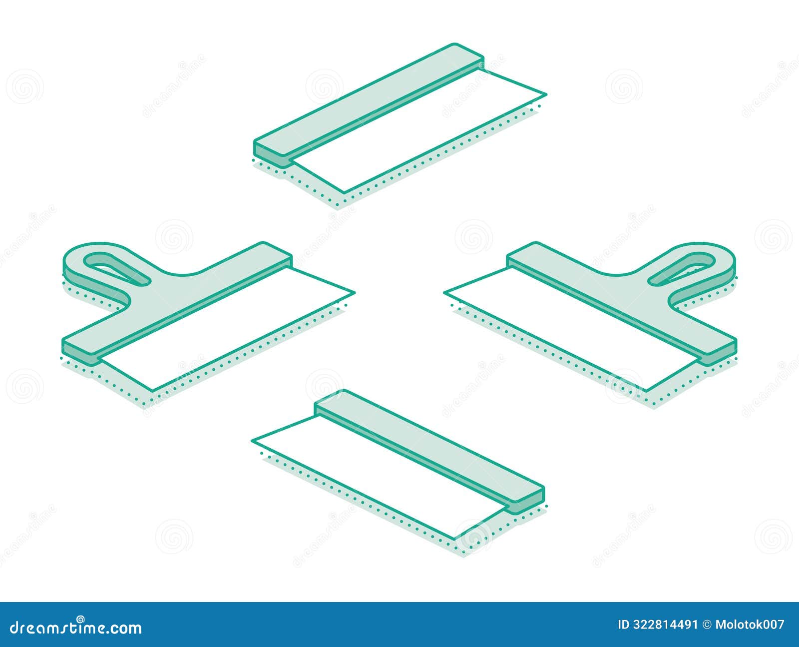 Isometric Scraper Putty Knife. Illustration. Outline Object Isolated On ...