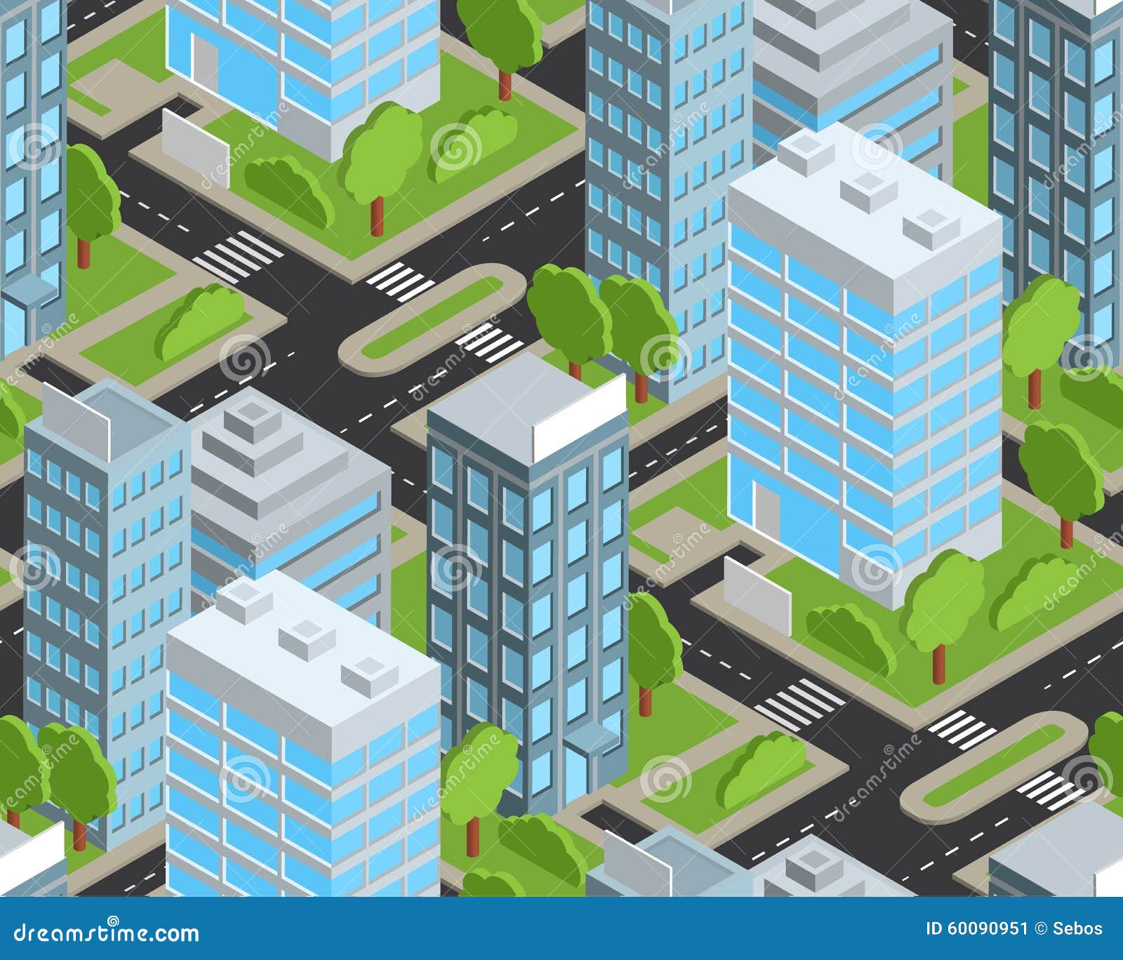 Isometric Seamless Day City Pattern Stock Vector - Illustration of ...