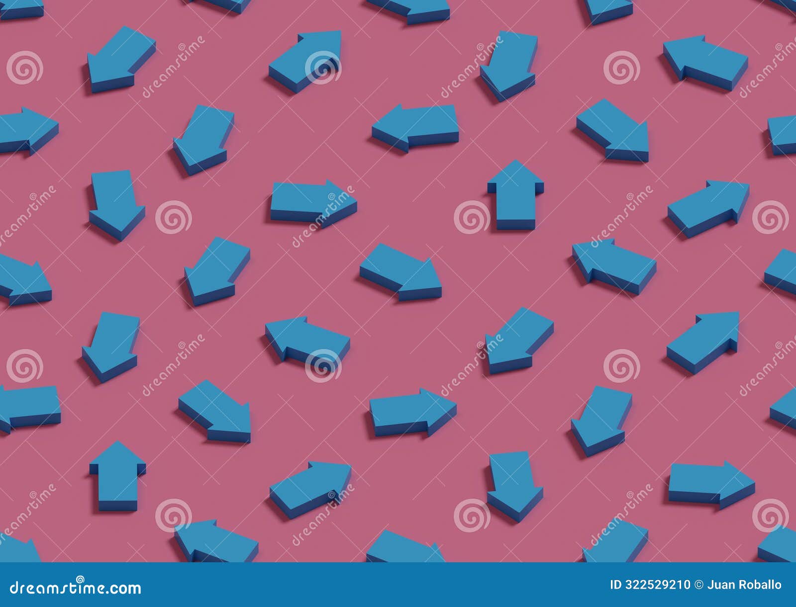 Isometric Seamless Pattern of Blue Arrows in Different Directions. 3d ...