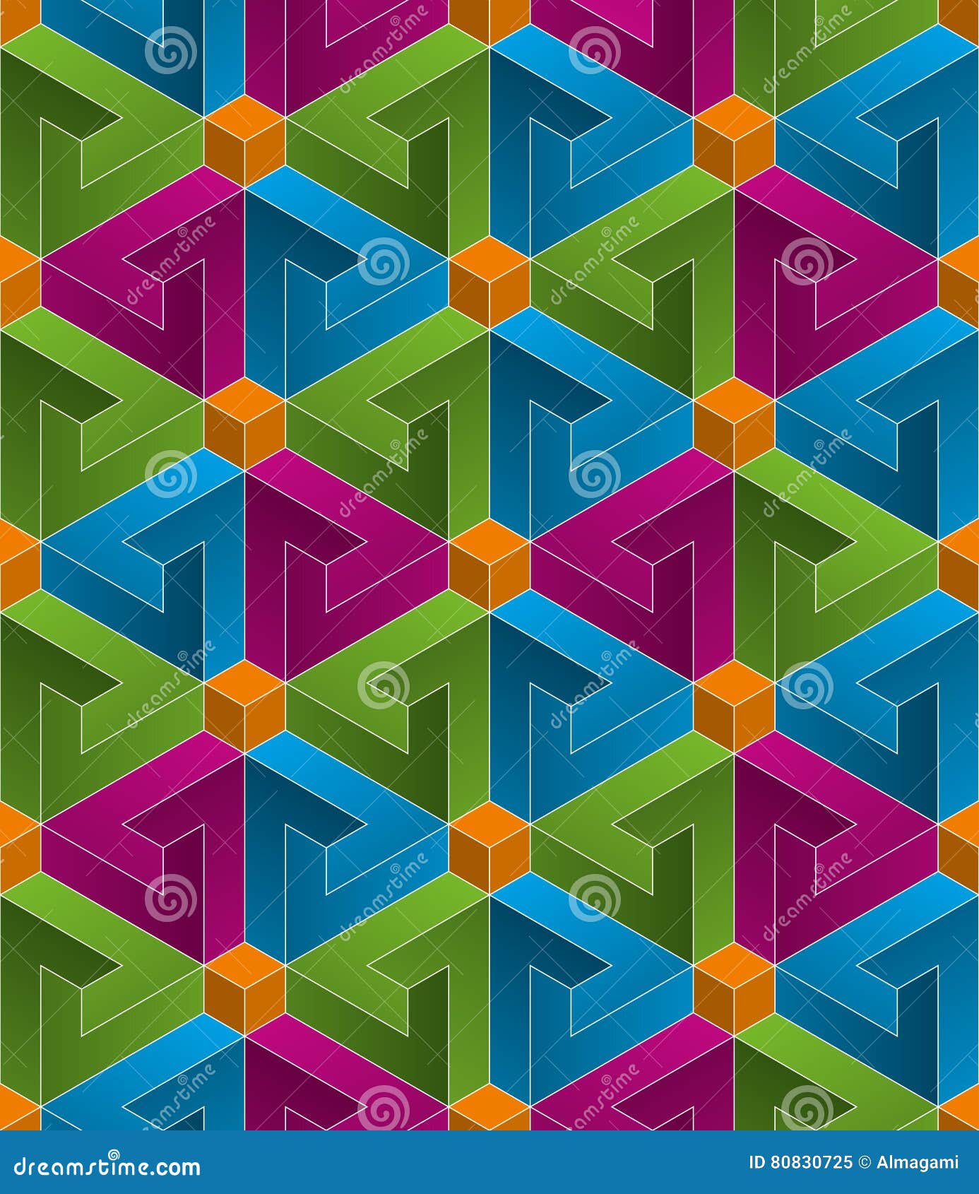 Isometric Seamless Pattern. 3D Optical Illusion Background. Stock ...