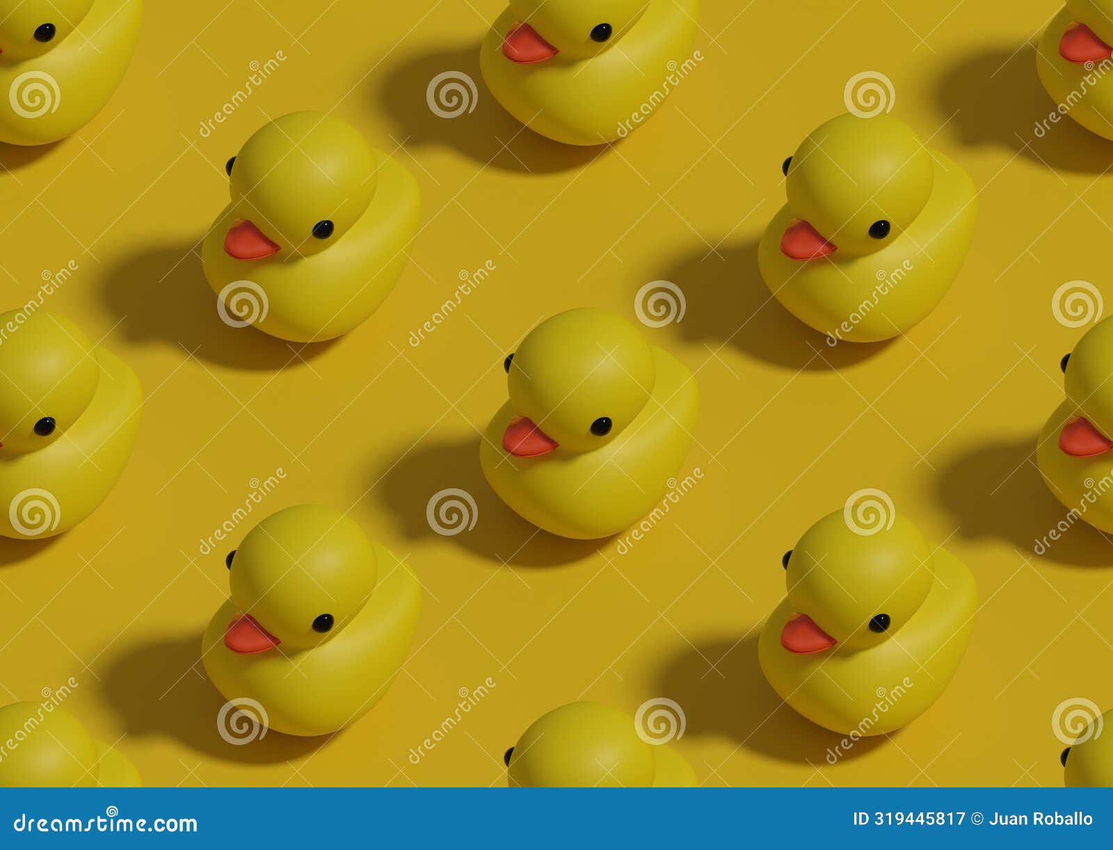 Isometric Seamless Pattern of Rubber Ducks. 3d Illustration Stock ...