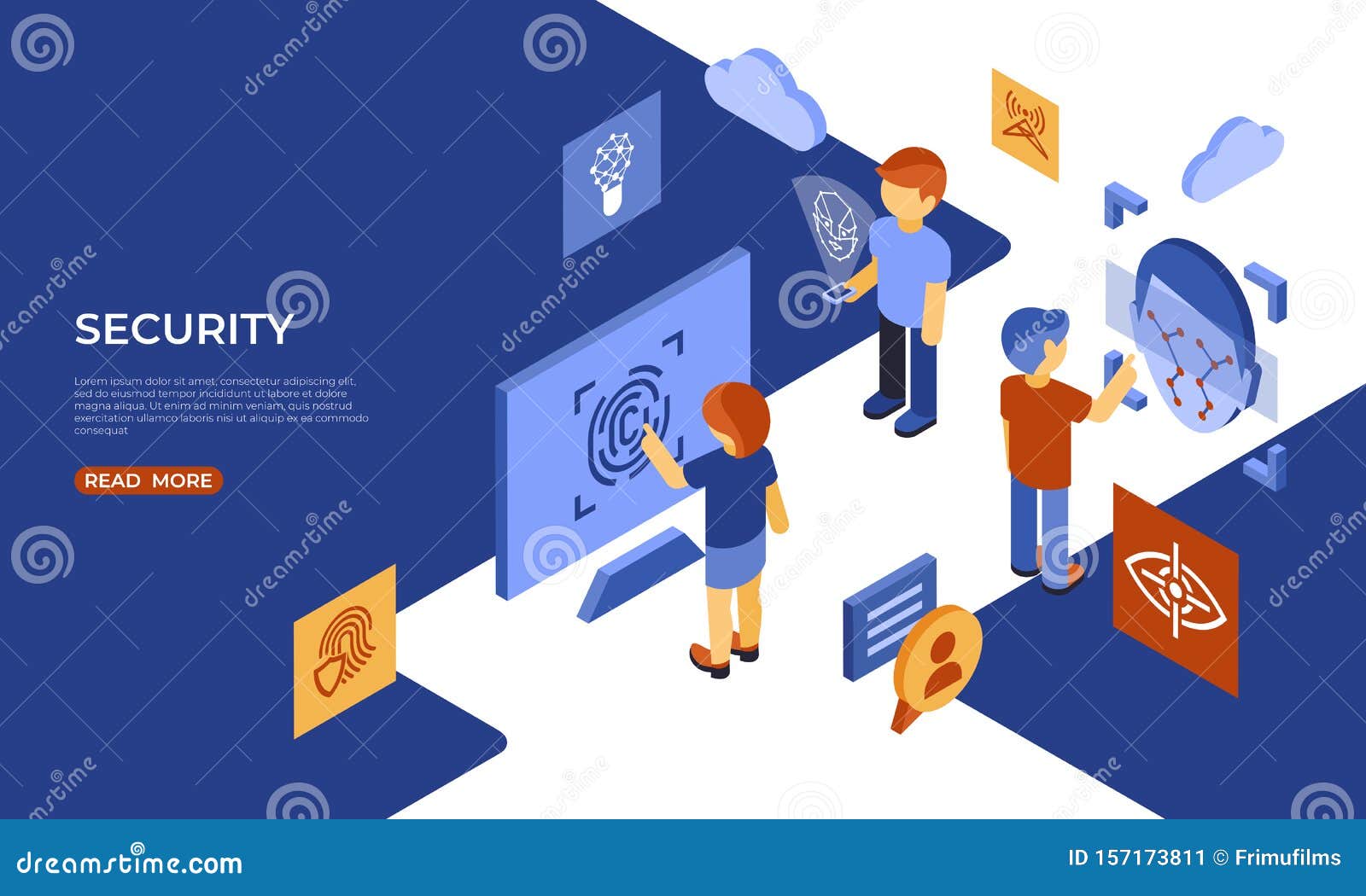 Isometric Security Technology and Scanning Icons Stock Illustration ...