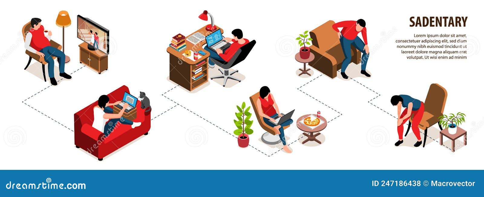 Isometric Sedentary People Infographics Stock Vector - Illustration of ...