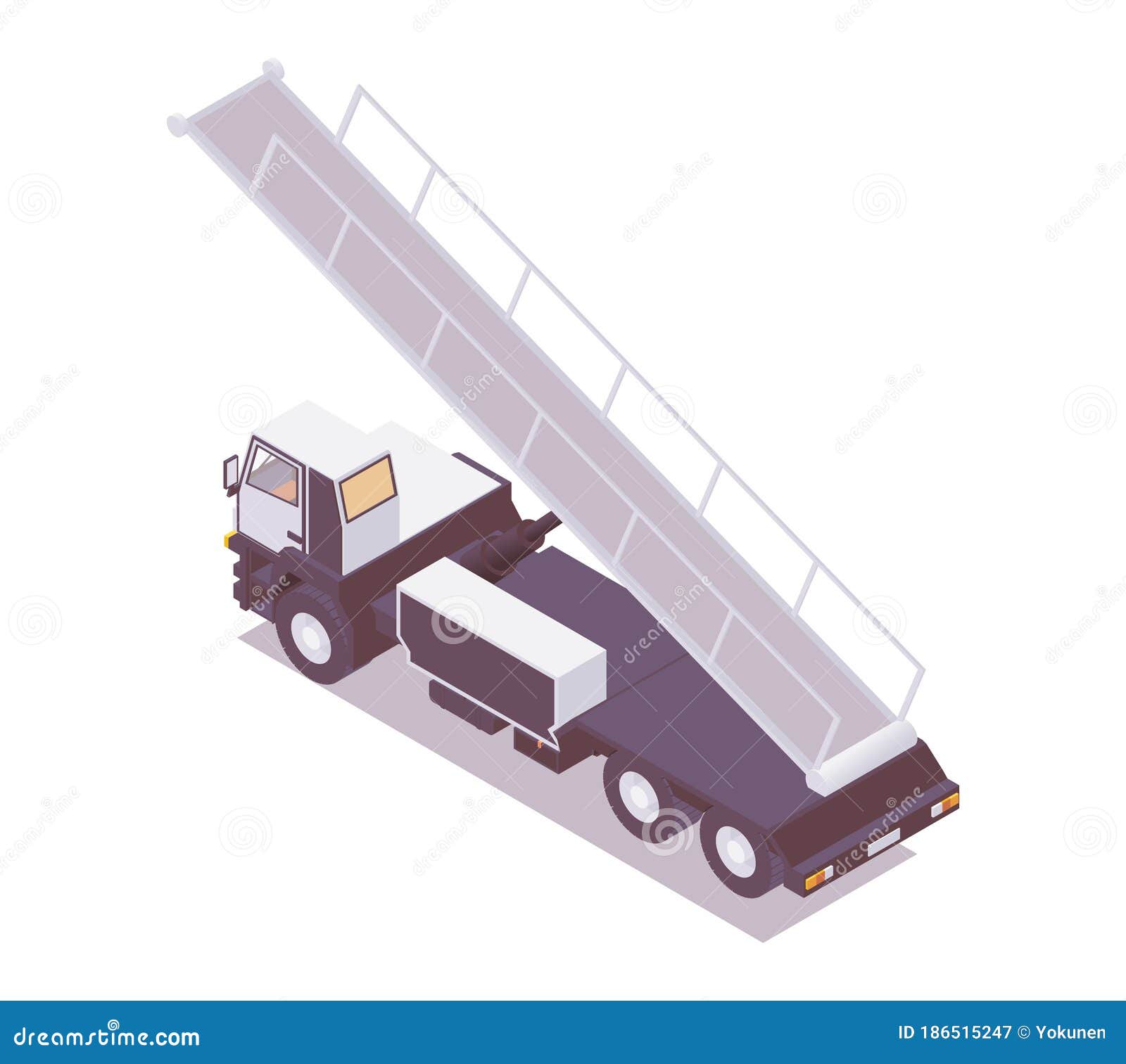 Isometric Self- Propelled Baggage Conveyor, Rear Back View Stock ...