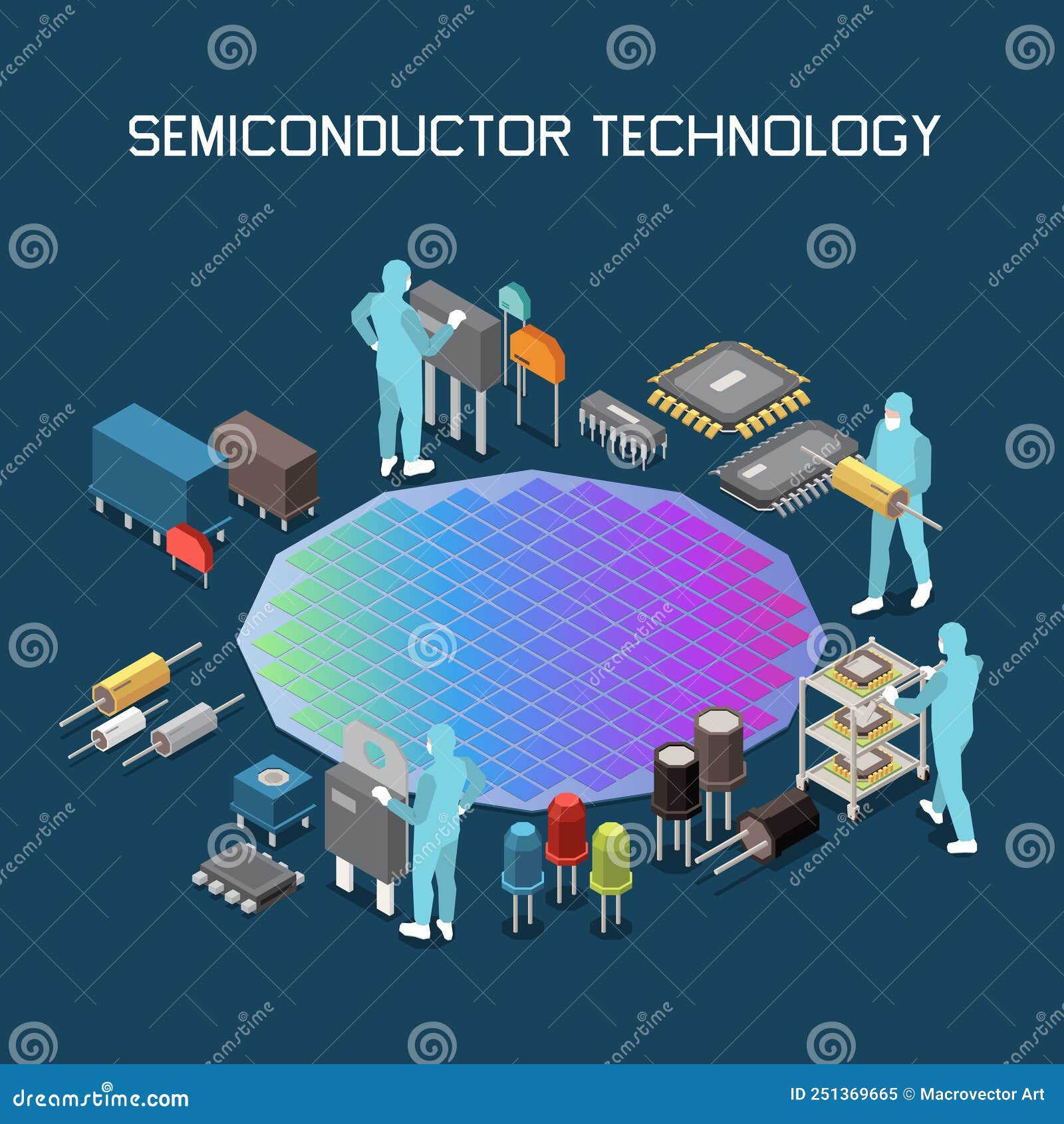 Isometric Semiconductor Production Flowchart Vector Illustration ...