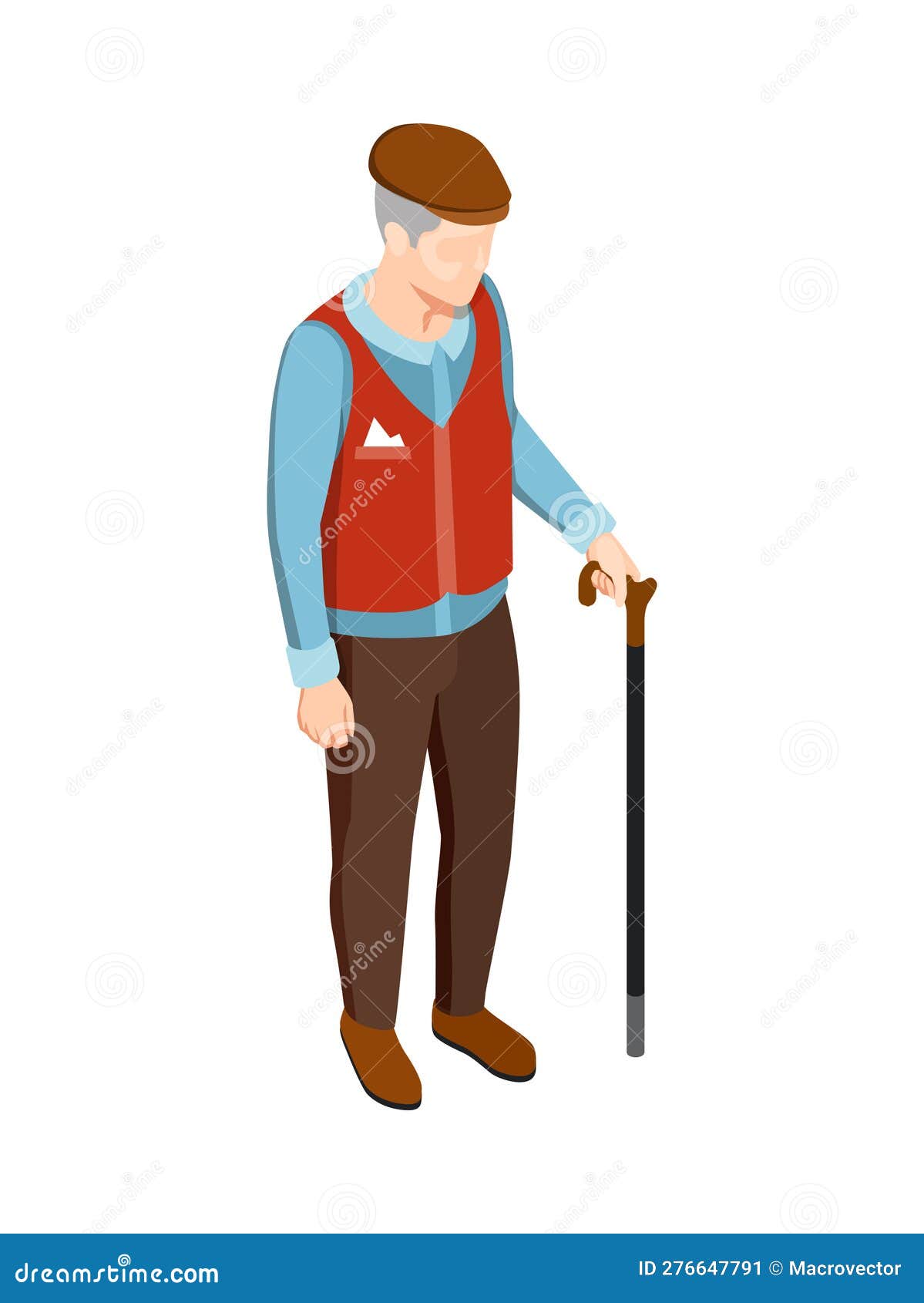 Isometric Senior Man stock vector. Illustration of pension - 276647791