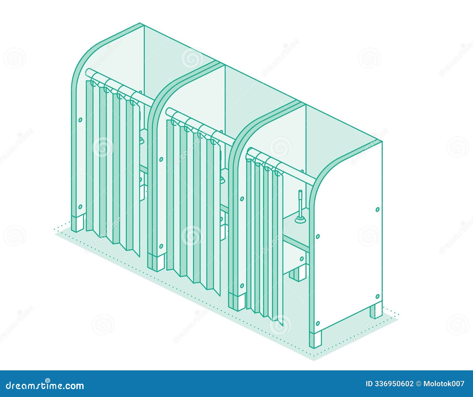 Isometric Separated Voting Booths with Close and Open Curtains and Pen ...