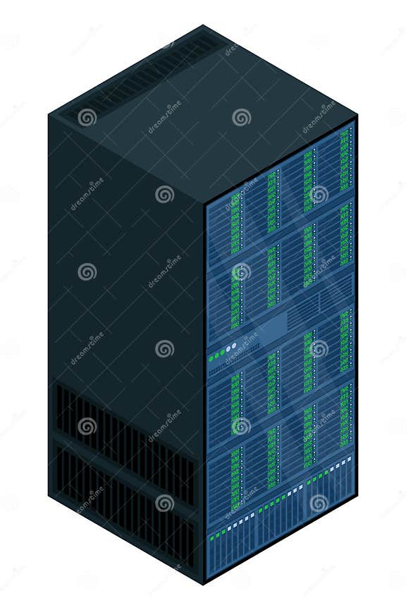 Isometric Server. Network Server Room. Server in Cabinets. Storage ...
