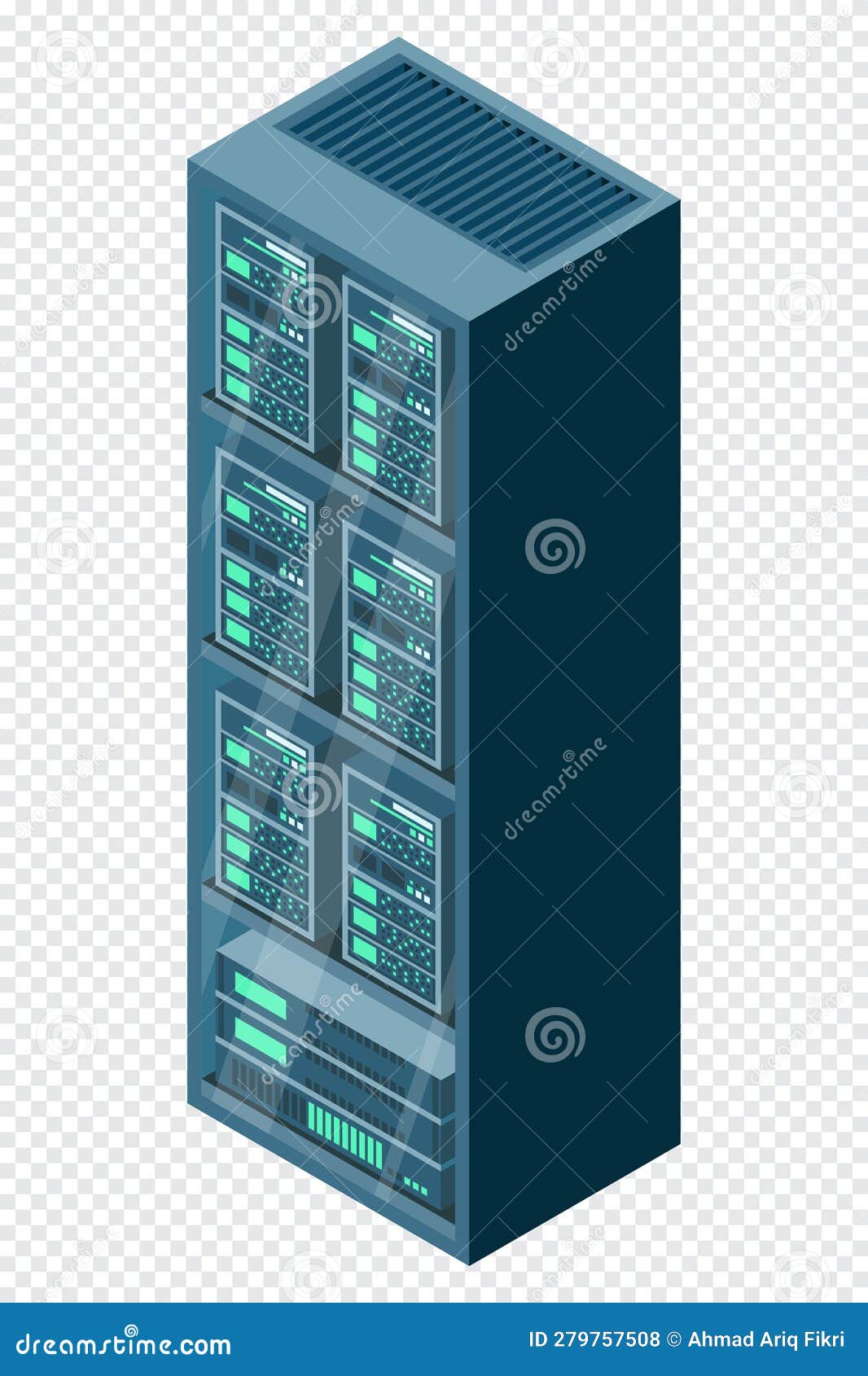 Isometric Server. Network Server Room. 3D Computer Equipment. Storage Database. Isometric ...