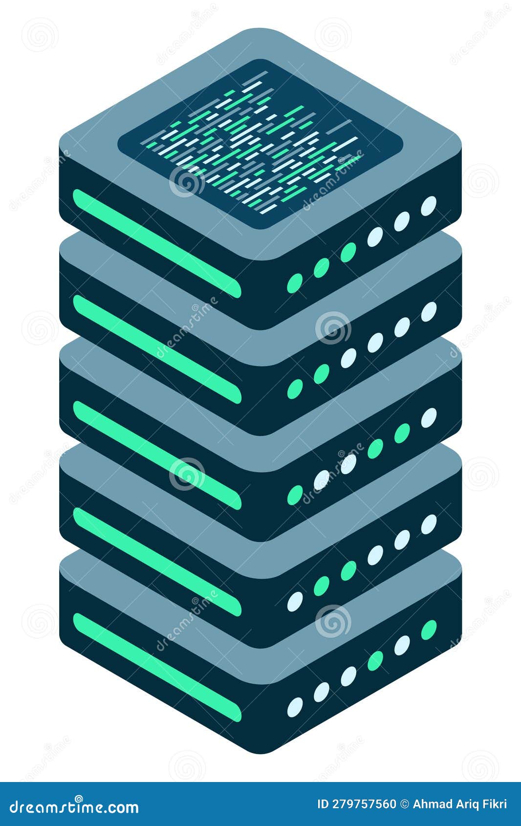 Isometric Server. Network Server Room. 3D Computer Equipment. Storage ...