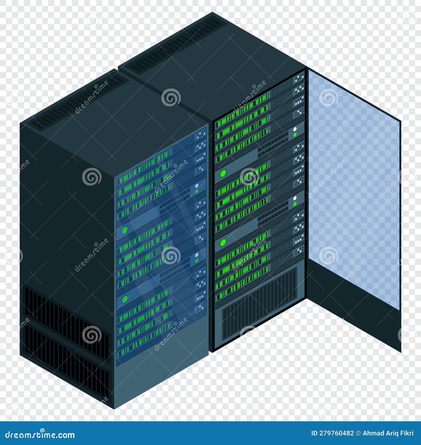 Isometric Server. Network Server Room. 3D Computer Equipment. Storage ...