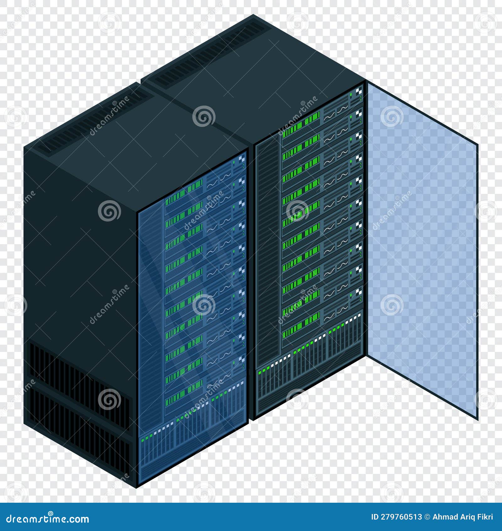 Isometric Server. Network Server Room. 3D Computer Equipment. Storage ...