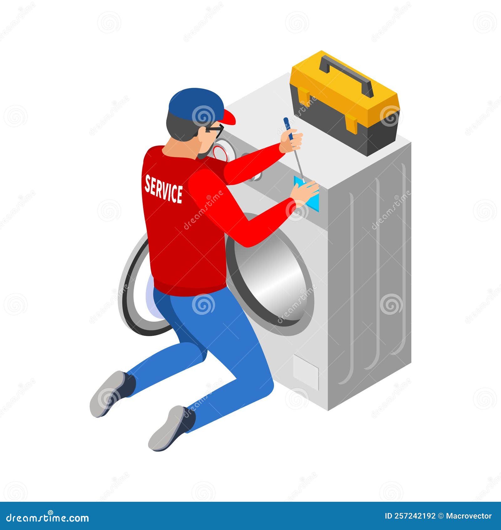 Isometric Serviceman Illustration Stock Illustration - Illustration of ...