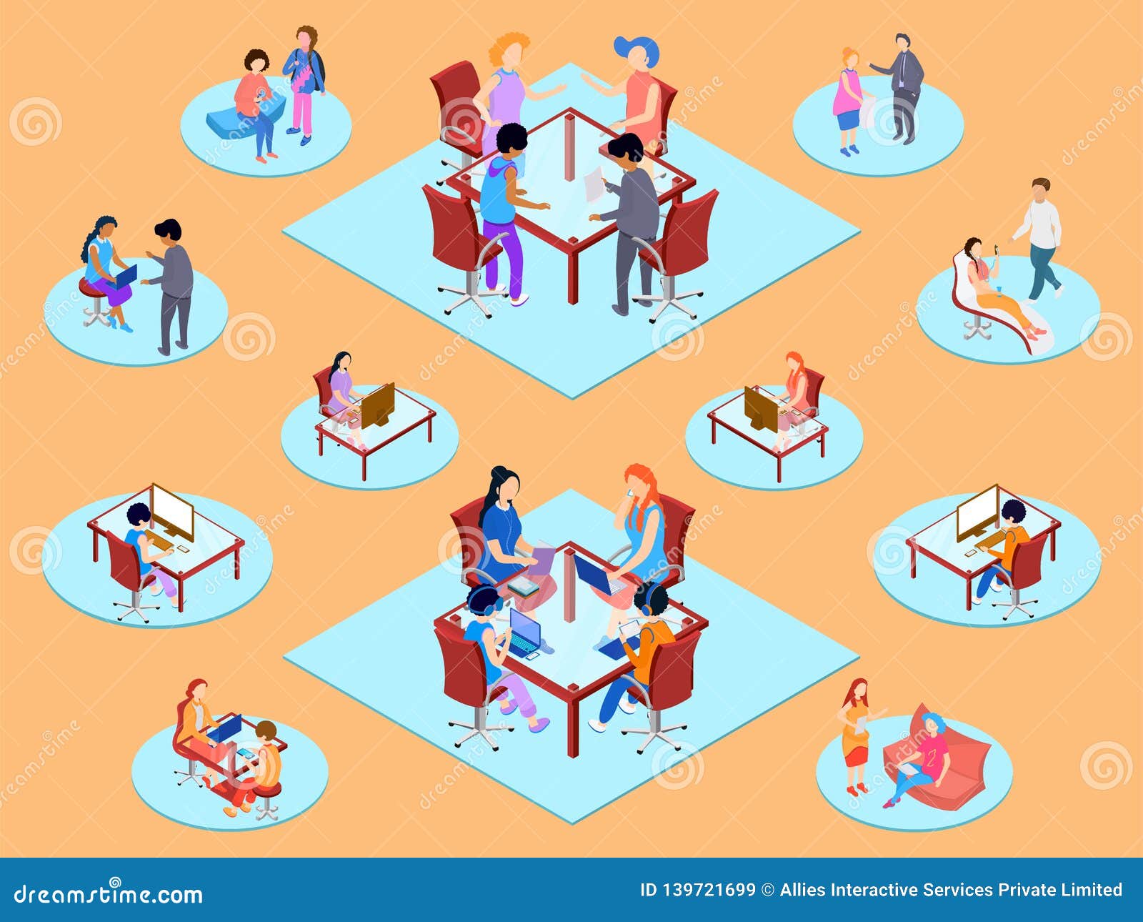 Isometric Set of Business People Performing Different Task. Stock ...