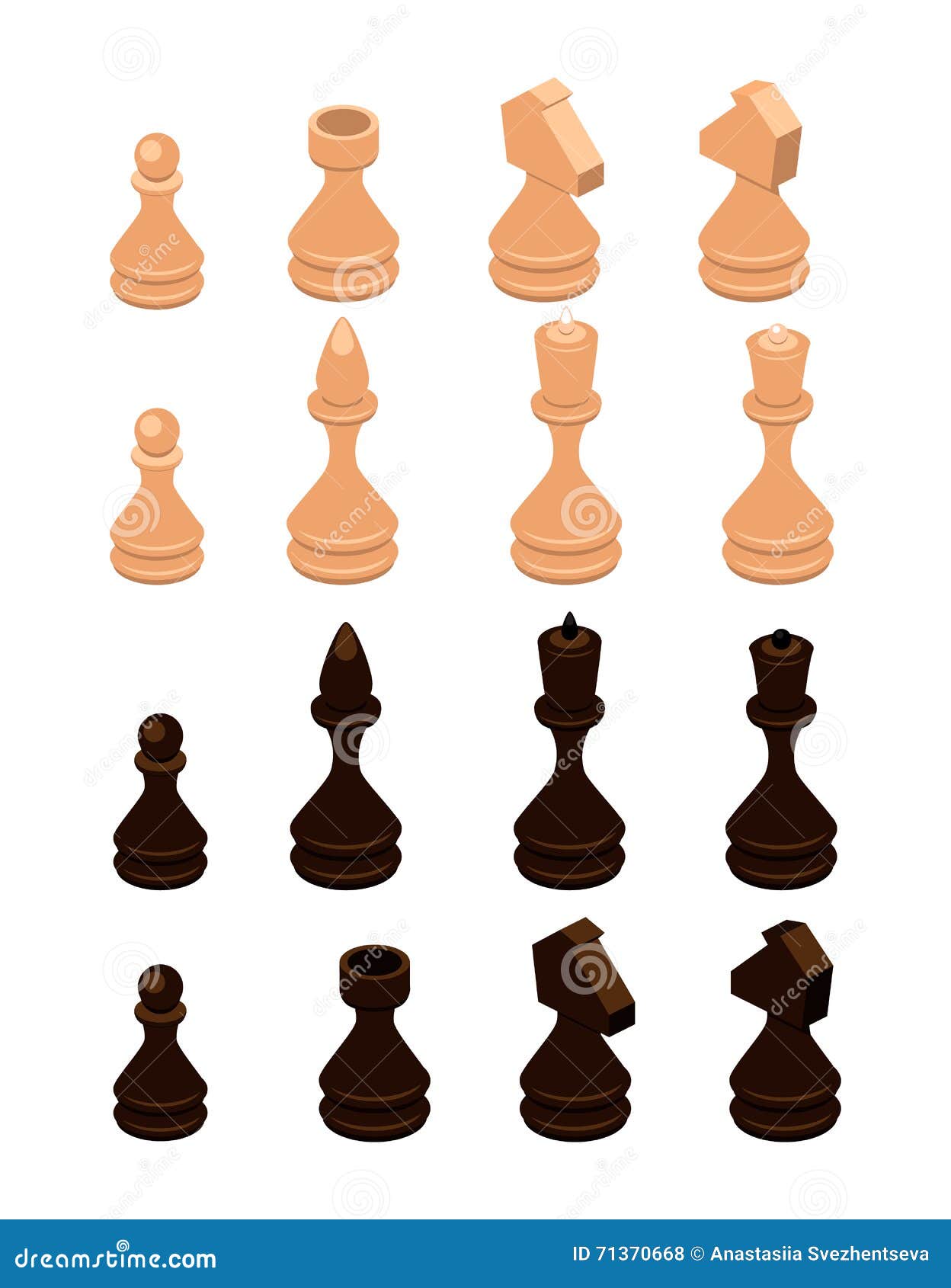 Isometric Set of Chess Pieces Stock Illustration - Illustration of ...