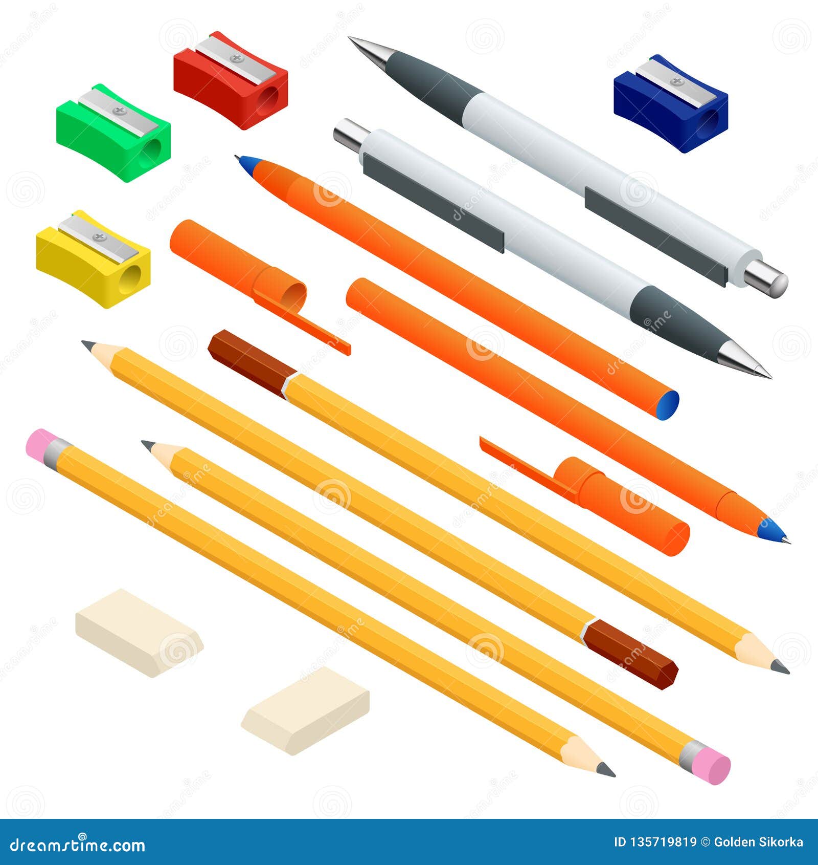 Sharpened Pencils Set, Sharp Writing And Drawing Stationery Vector ...