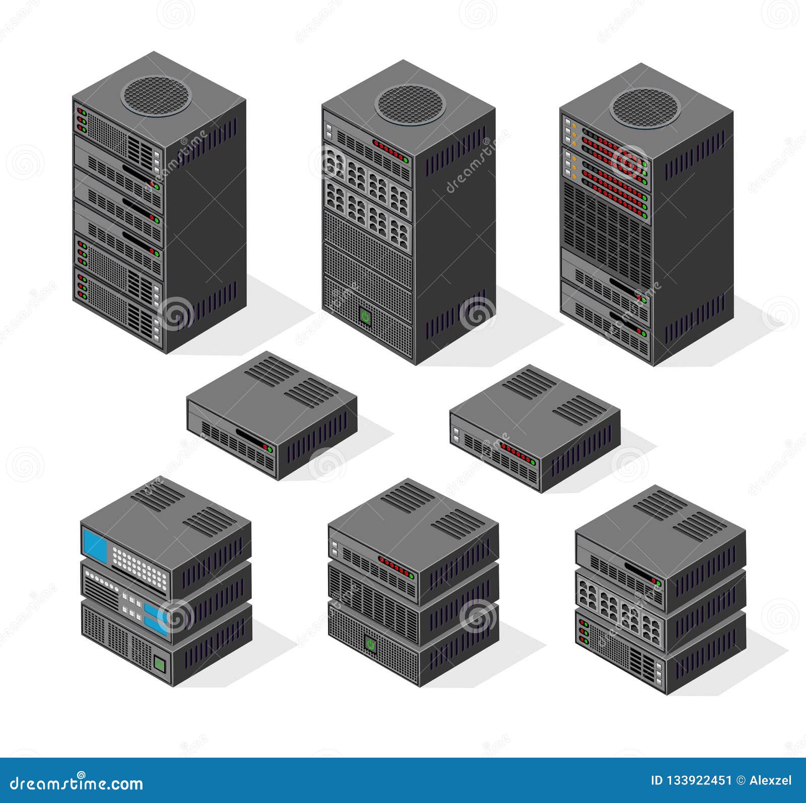 Isometric set 3D computer stock vector. Illustration of electronic ...
