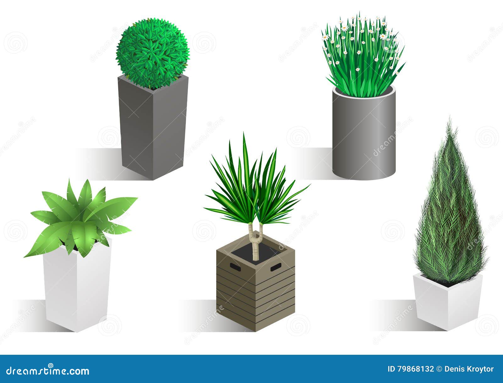 Isometric Set of Different Plants Stock Illustration - Illustration of ...