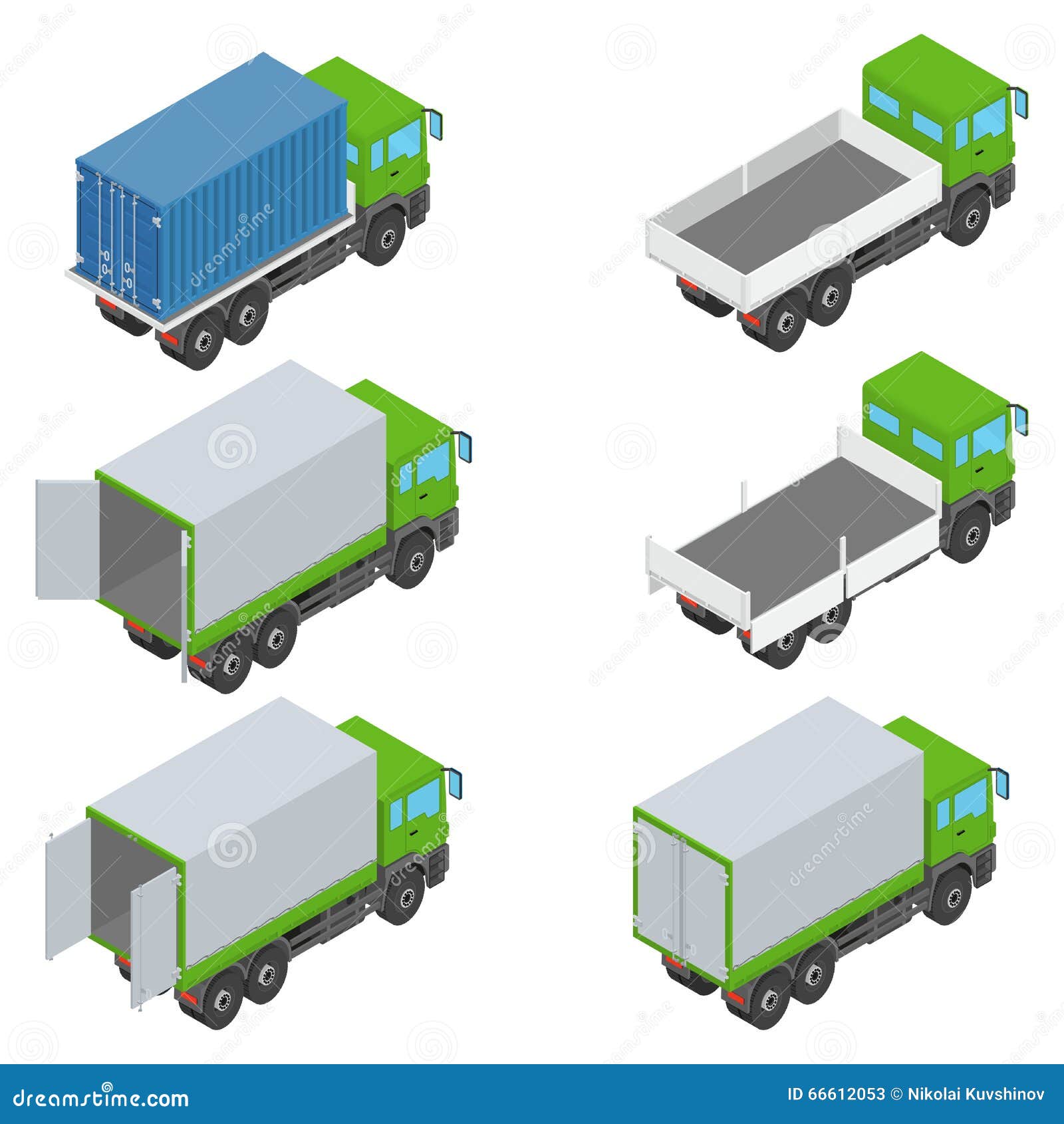 Isometric Set of Different Trucks Stock Vector - Illustration of ...