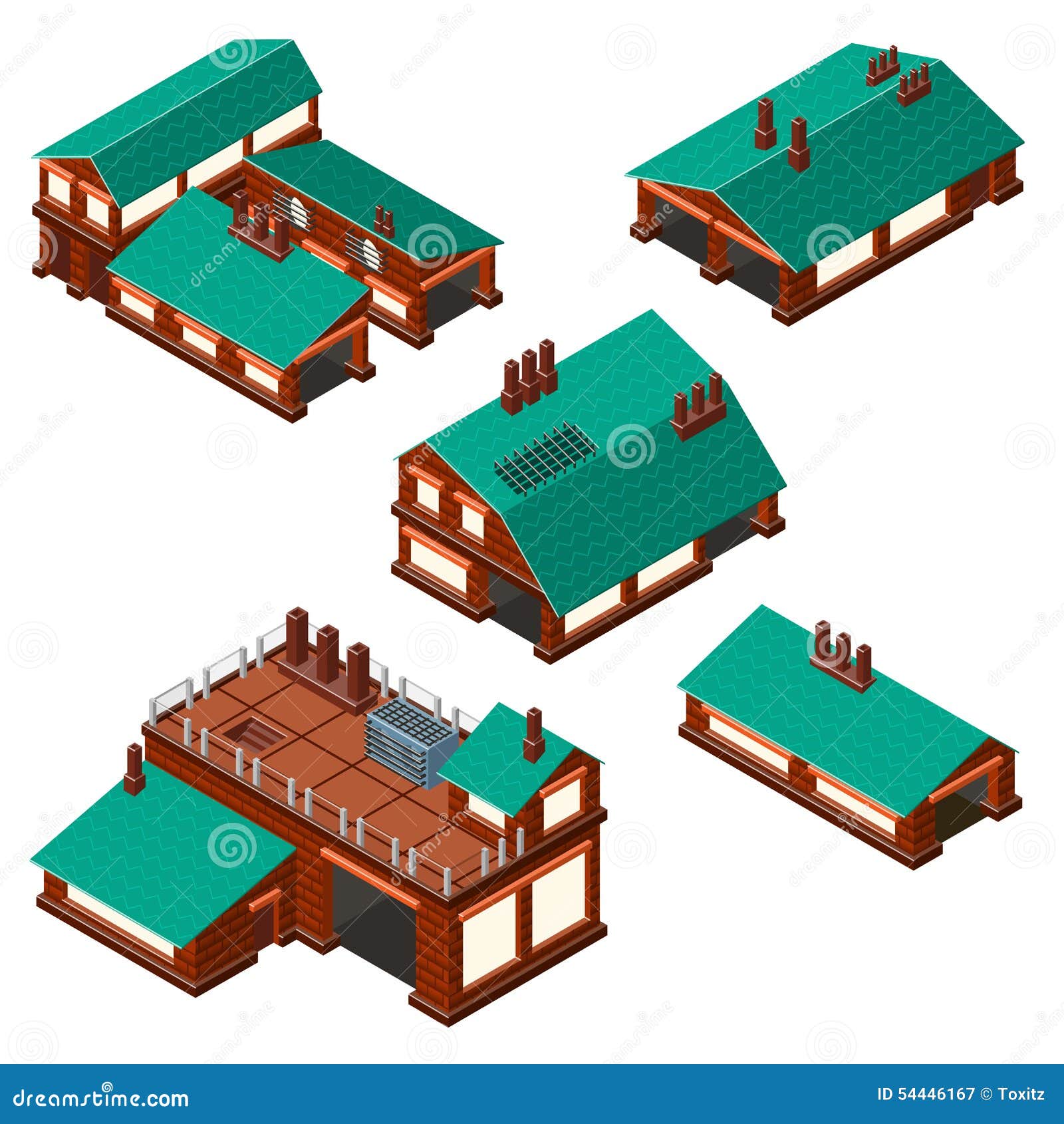 Isometric Set of Factories, Production Facility Layout Plan. Stock ...