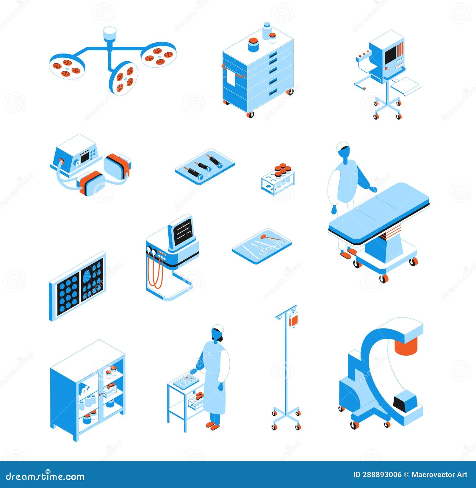 Isometric Set of Icons with Surgical Equipment Instruments and ...