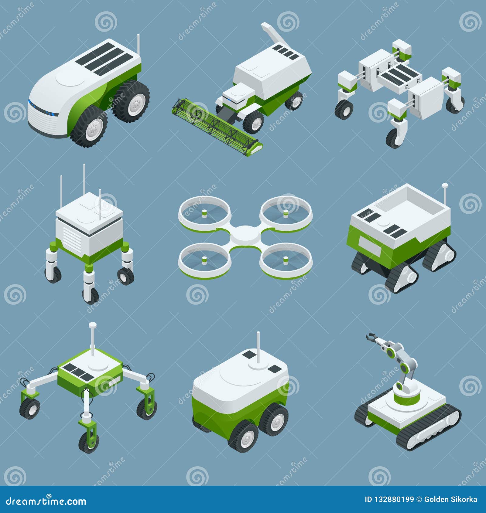 Isometric Set of Iot Smart Industry Robot 4.0, Robots in Agriculture ... Isometric Set of Iot Smart Industry Robot 4.0, Robots in Agriculture ...