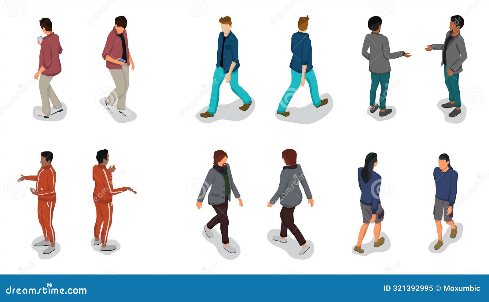 Isometric Set Man People Pose Activity Stock Illustration ...