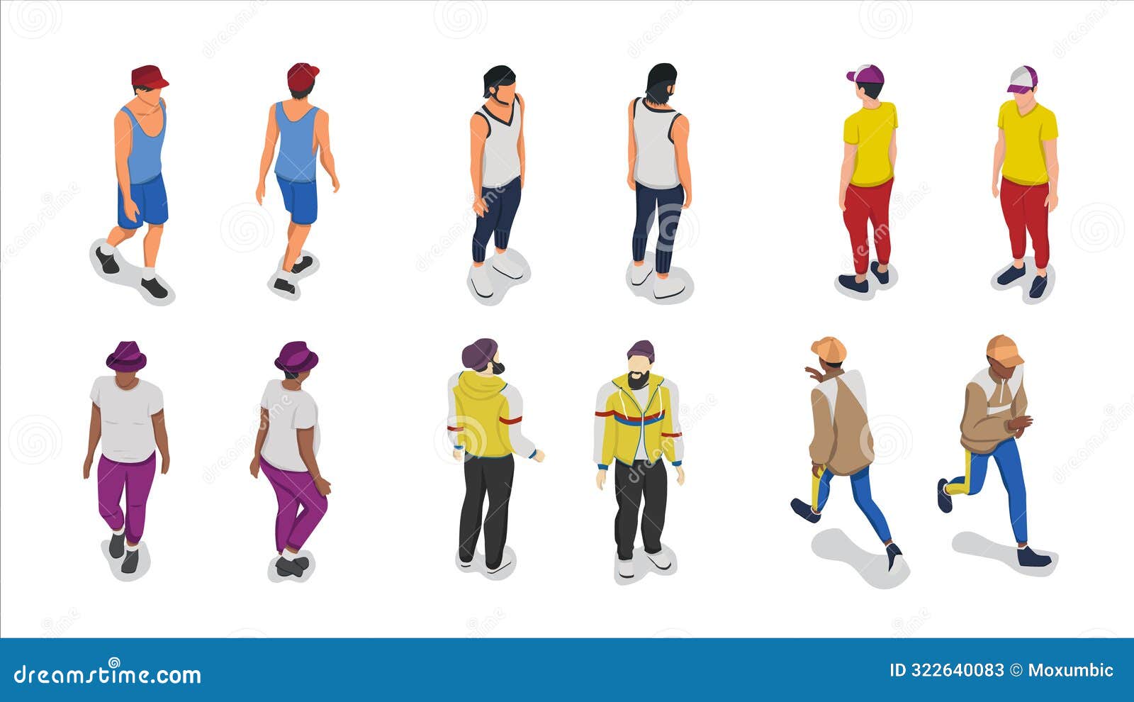 Isometric Set Man People Pose Activity Stock Illustration ...