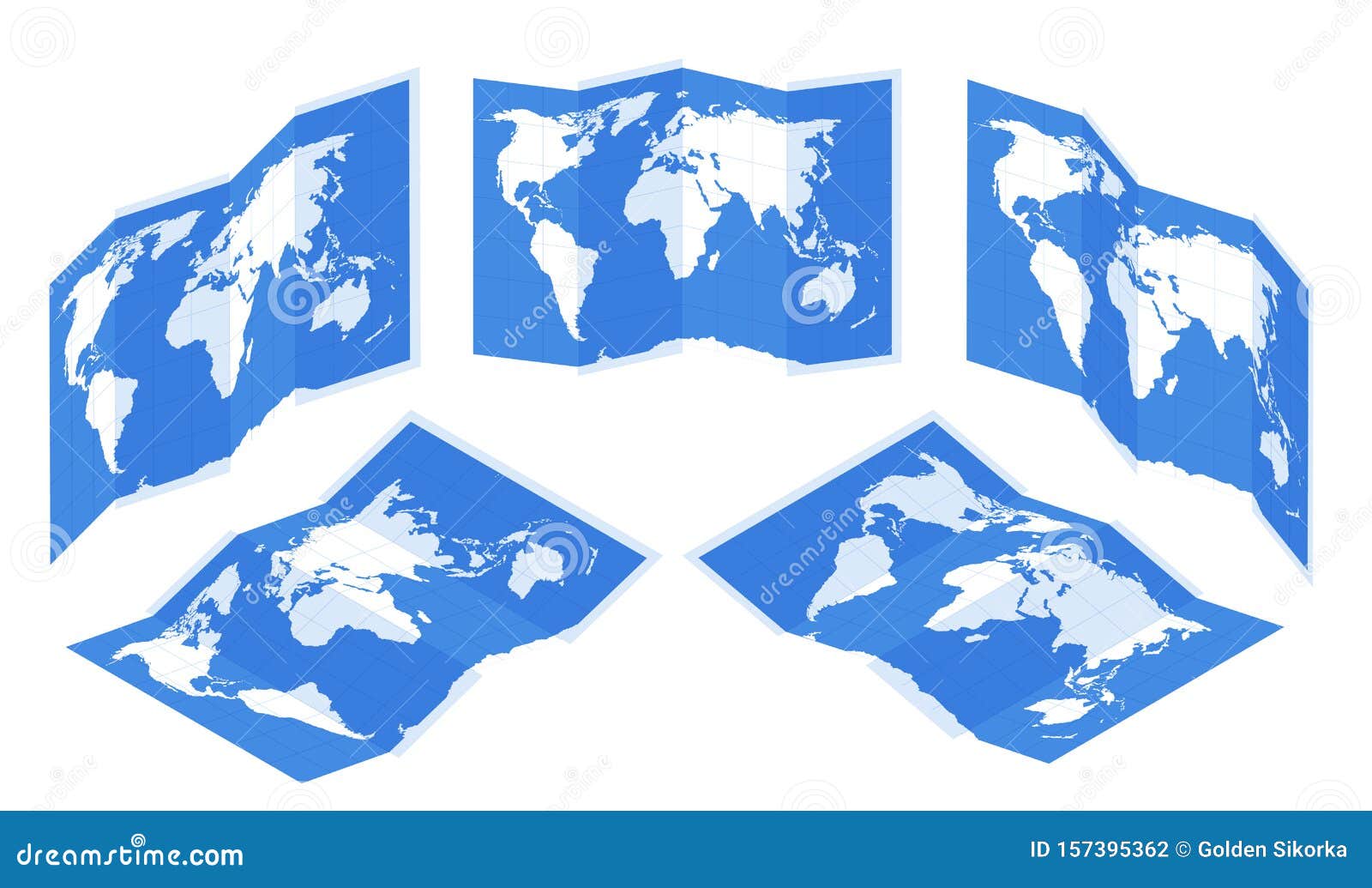 Isometric Set of Maps, GPS Navigation, World Map Application. Design ...