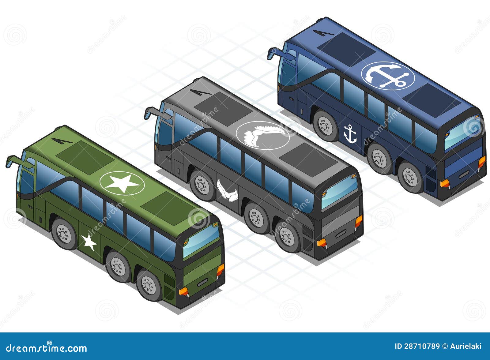Isometric Set of Military Buses Stock Vector - Illustration of army ...