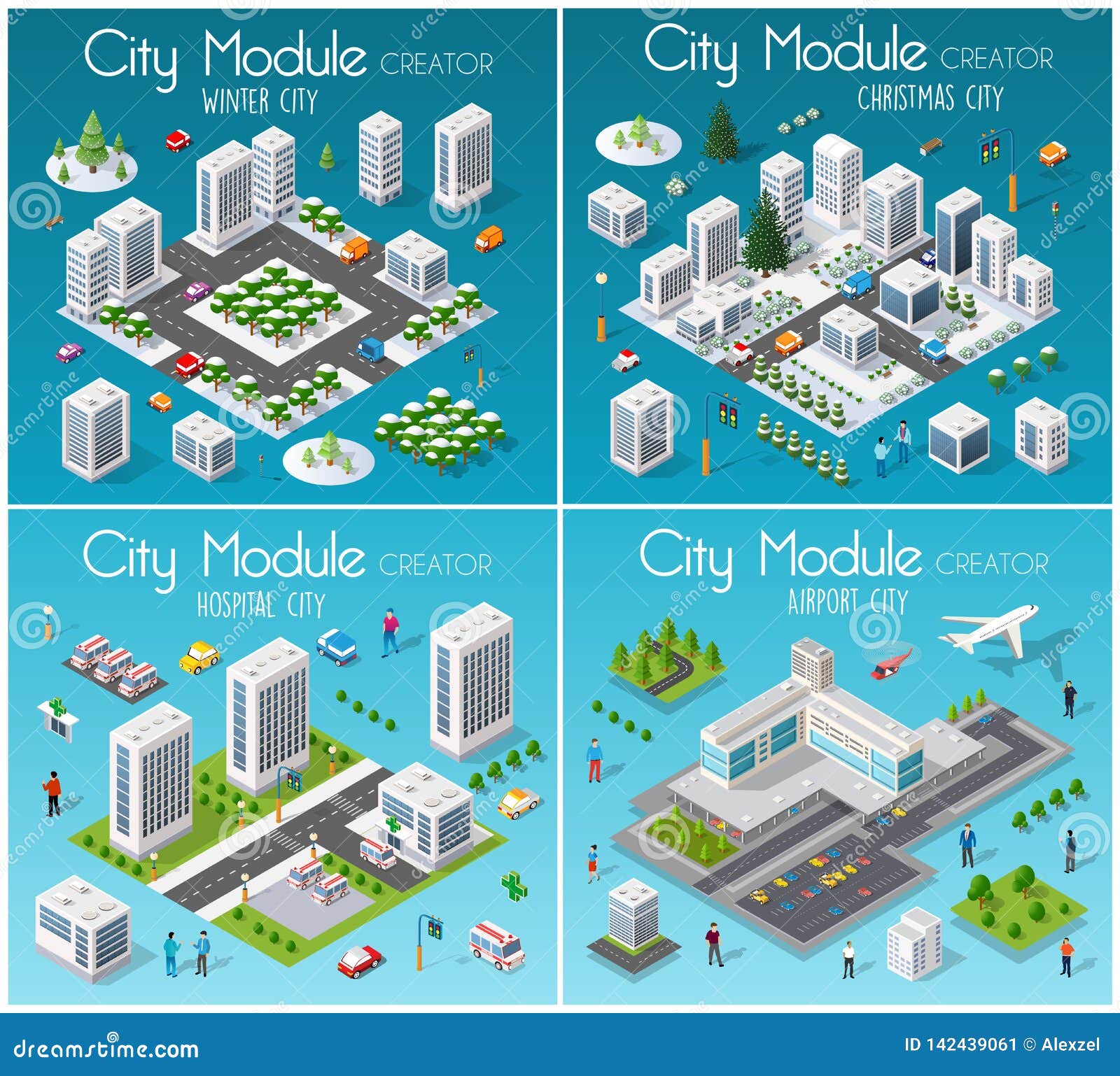 Isometric set module city stock vector. Illustration of isometric ...